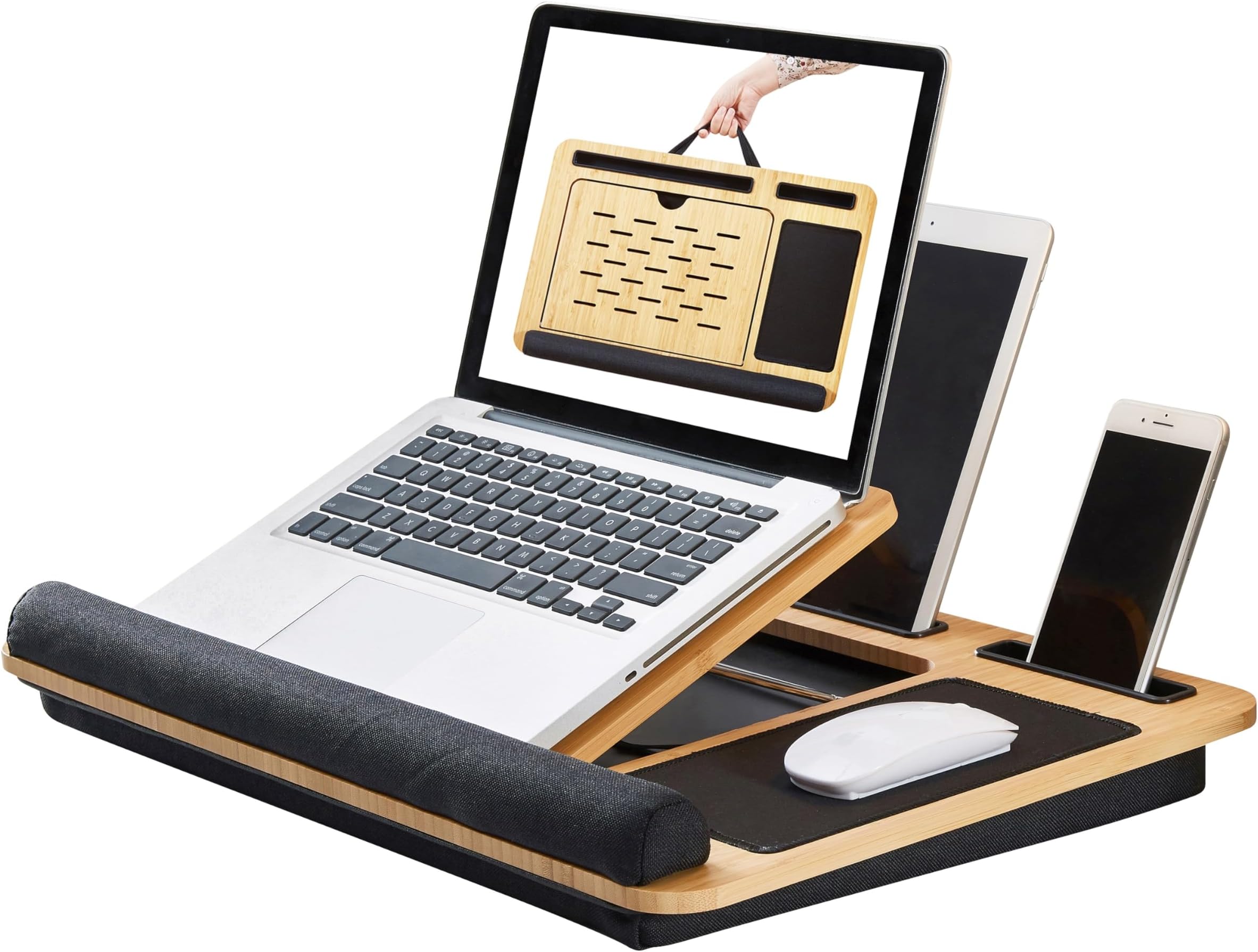 Amazon.com: Magnux Solutions Lap Desk Laptop Bamboo with Built-in Mouse ...