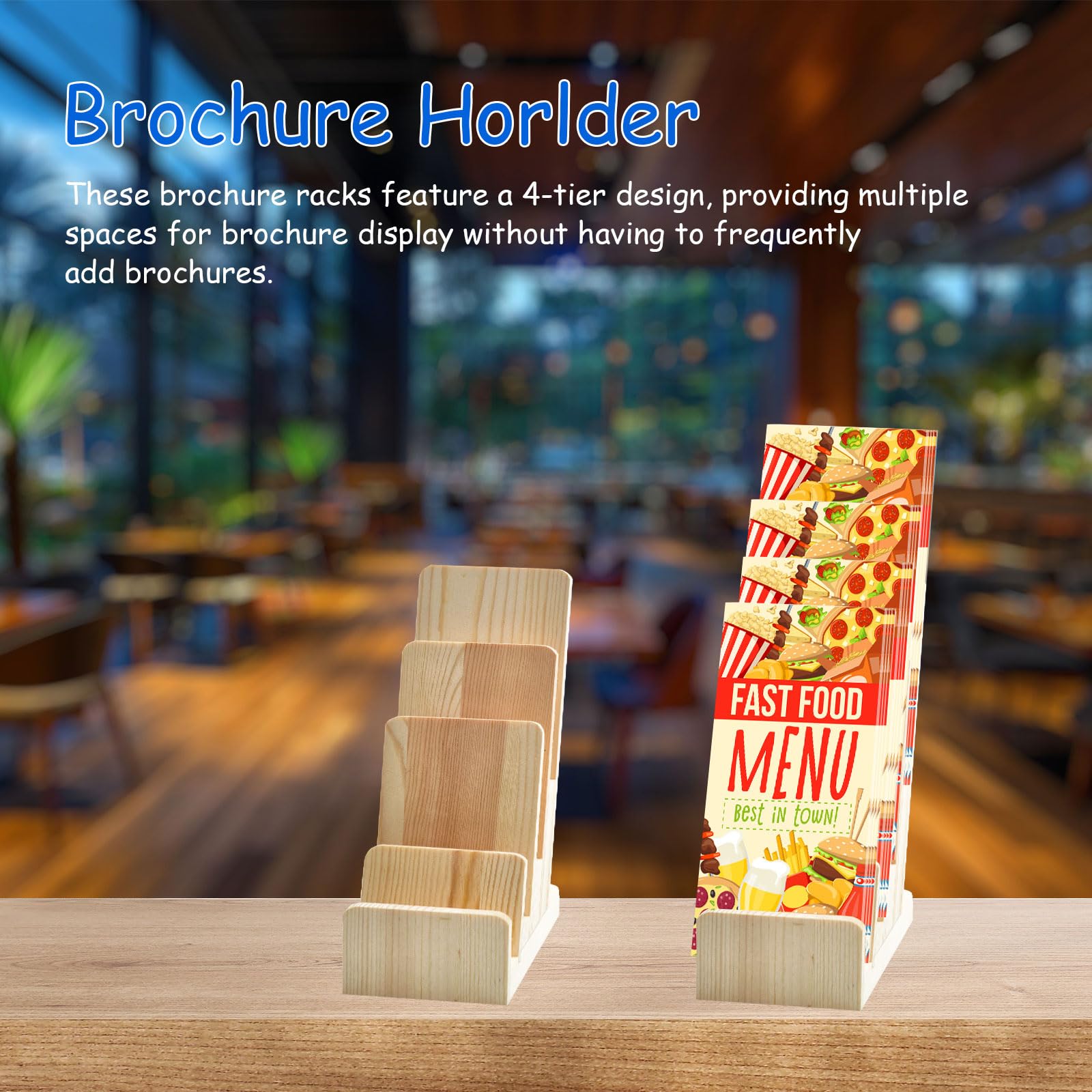 Book Display Stand Stand DLUGOPIS 4 Tier Wood 8.5 X 11Magazine Display ...