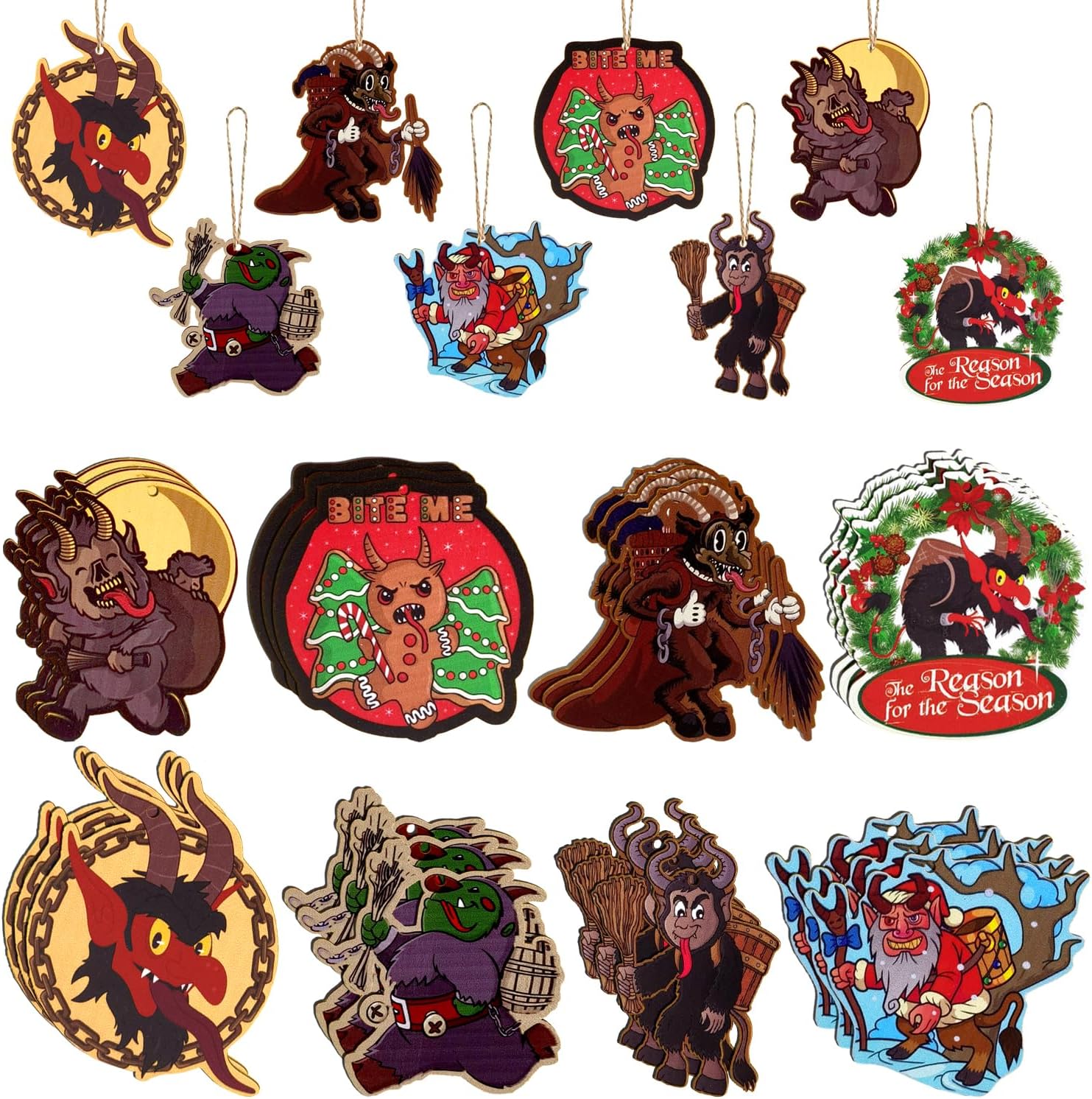 Amazon.com: 24 Pieces Christmas Krampus Wooden Hanging Ornaments Cute ...