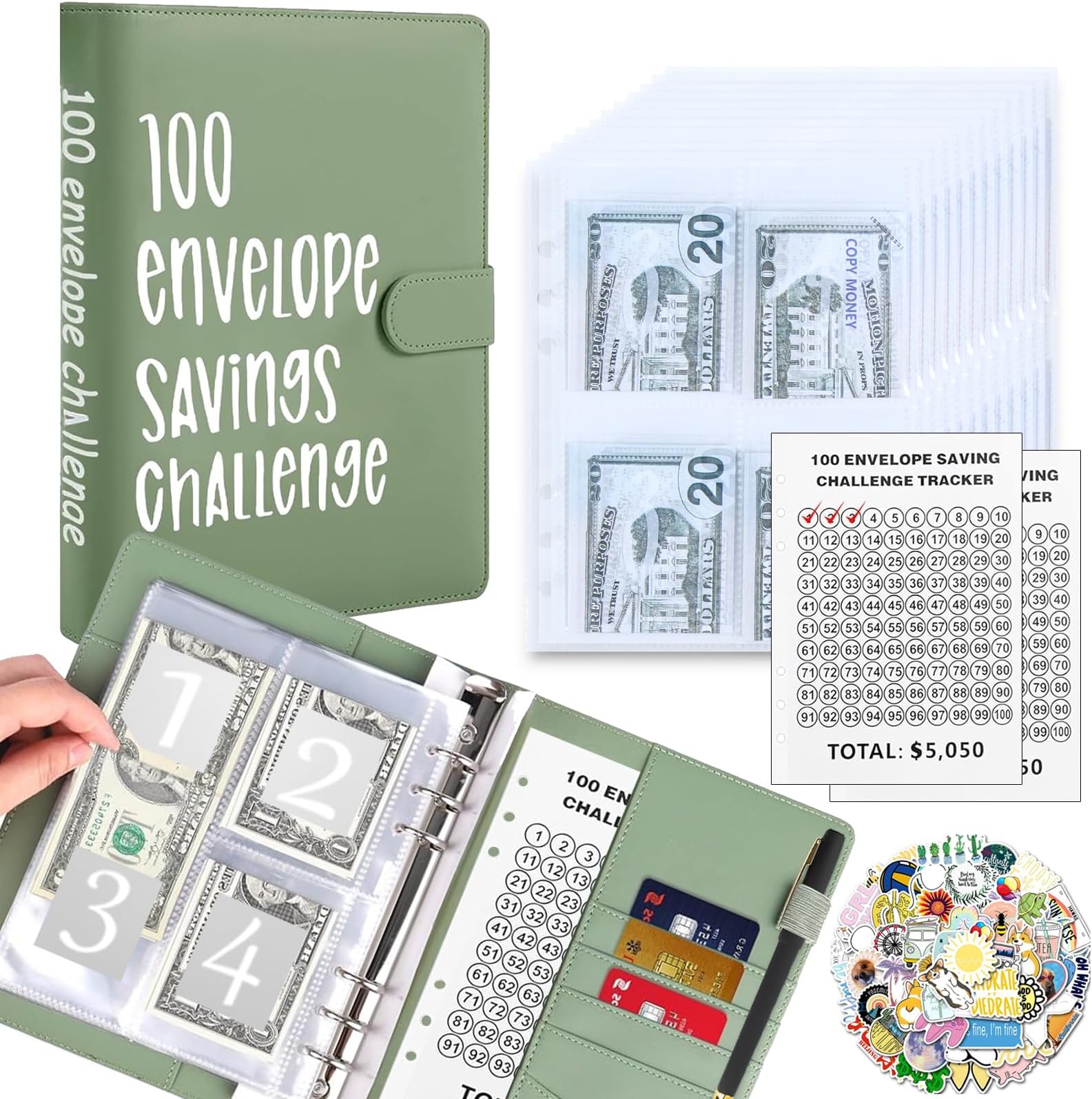 Amazon.com : 100 Envelopes Money Saving Challenge A5 Money Saving ...