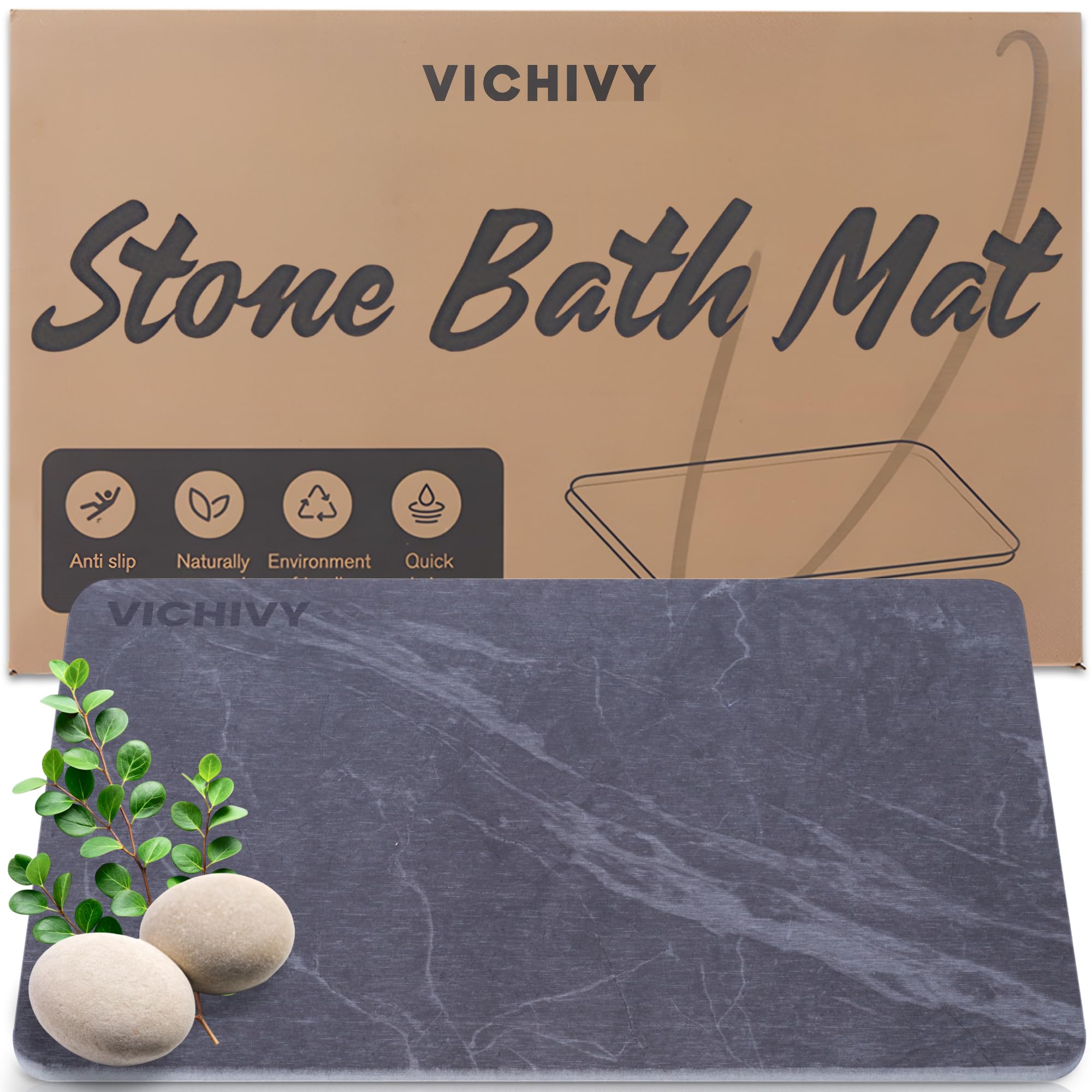 Amazon.com: Vichivy Stone Bath Mat - Highly Absorbent, Non-Slip ...