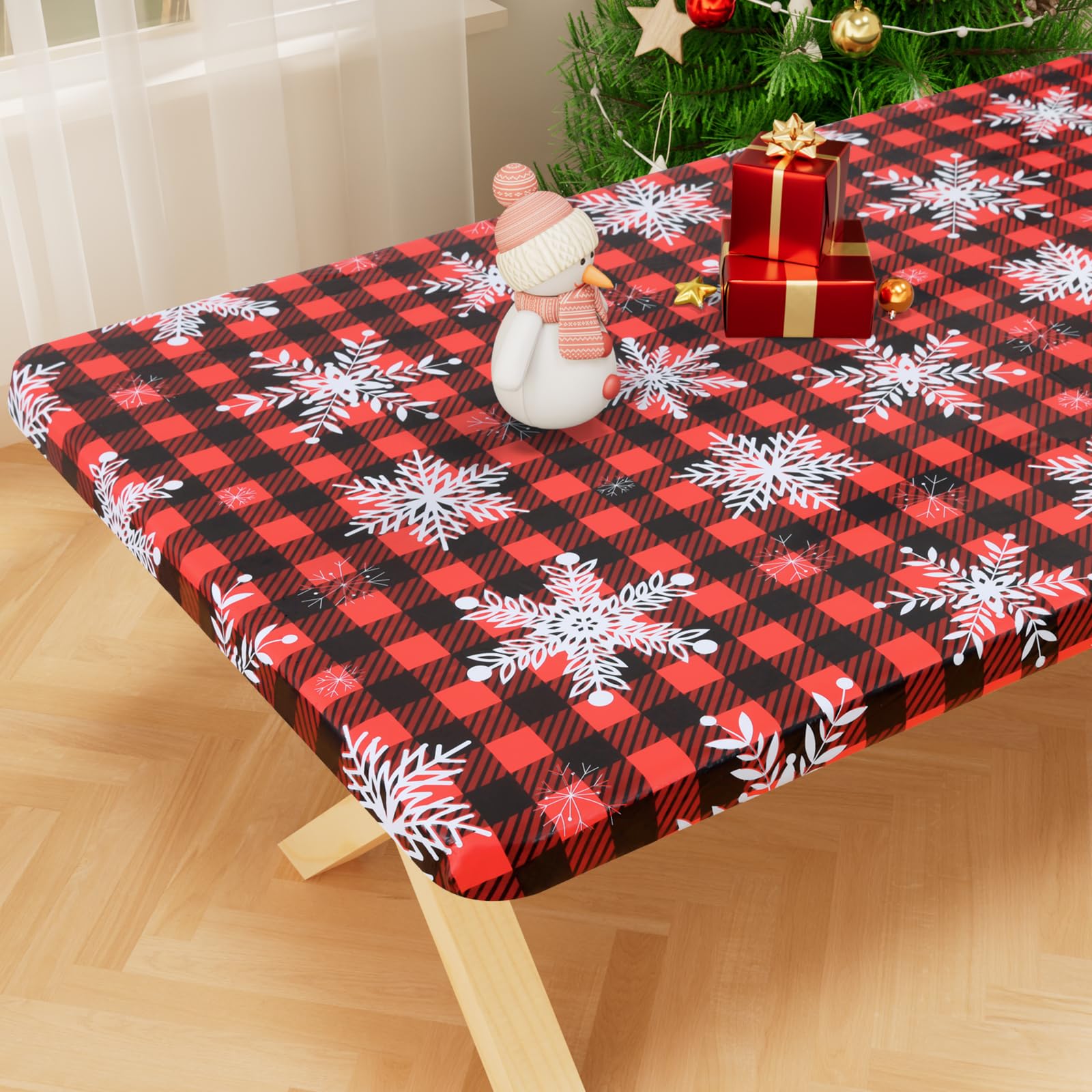 Amazon.com: misaya Rectangle Vinyl Tablecloth, Fitted Table Cover, 100% ...