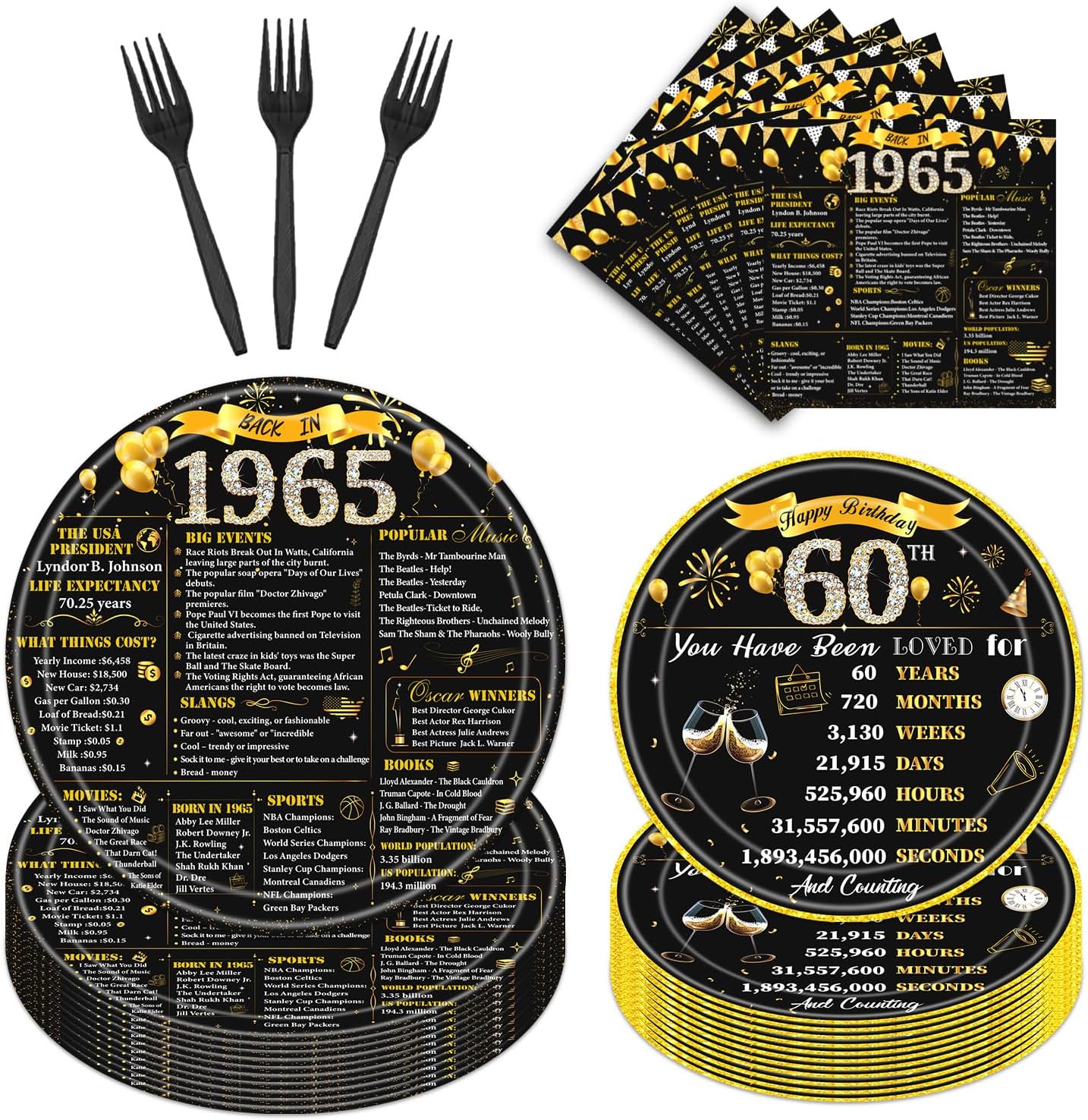 Amazon.com: BQC 96Pcs Groovy Plates and Napkins Party Supplies Groovy ...