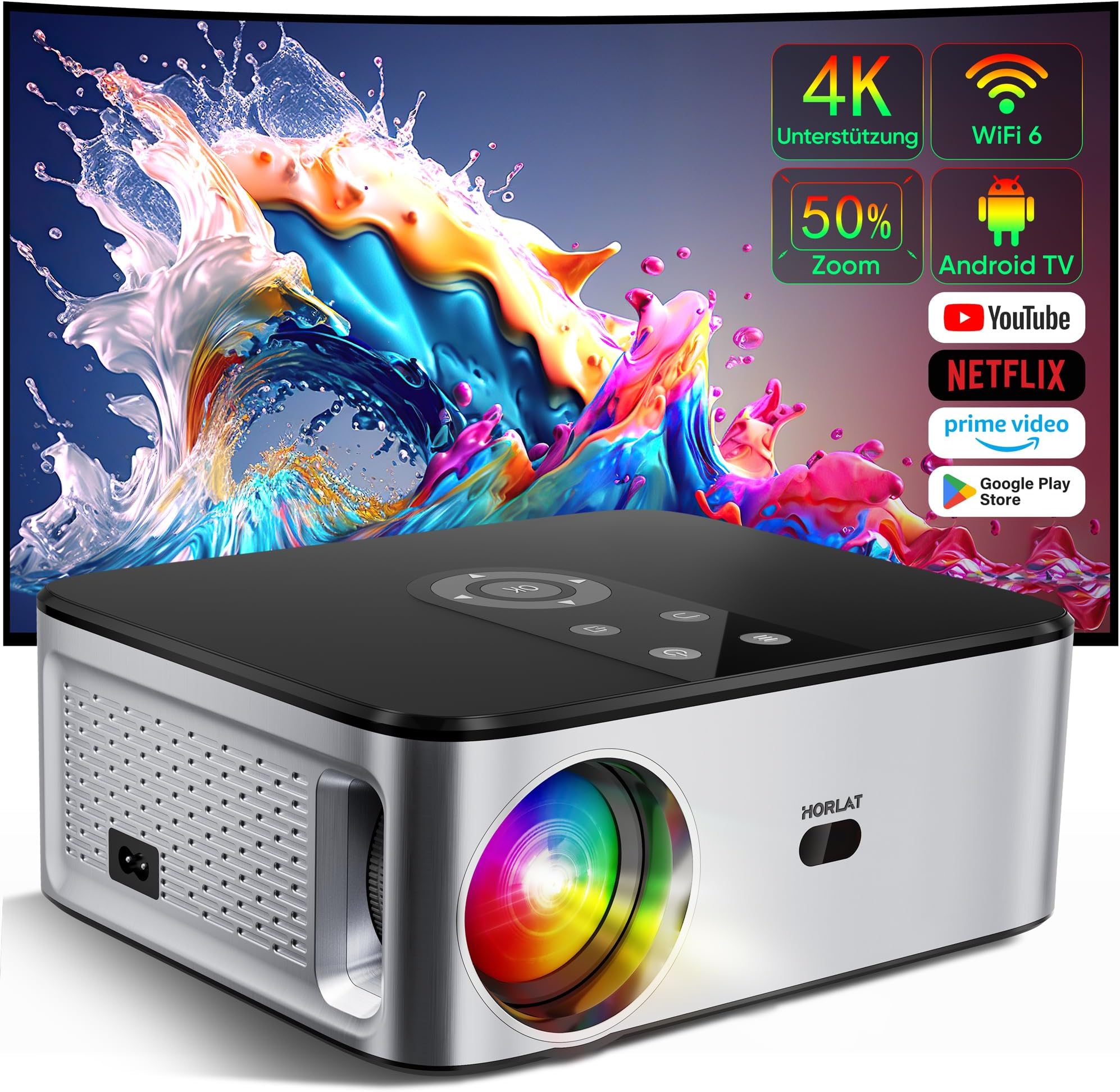 Mini Beamer WiFi Bluetooth Tragbarer Beamer Native 1080P Full HD ...