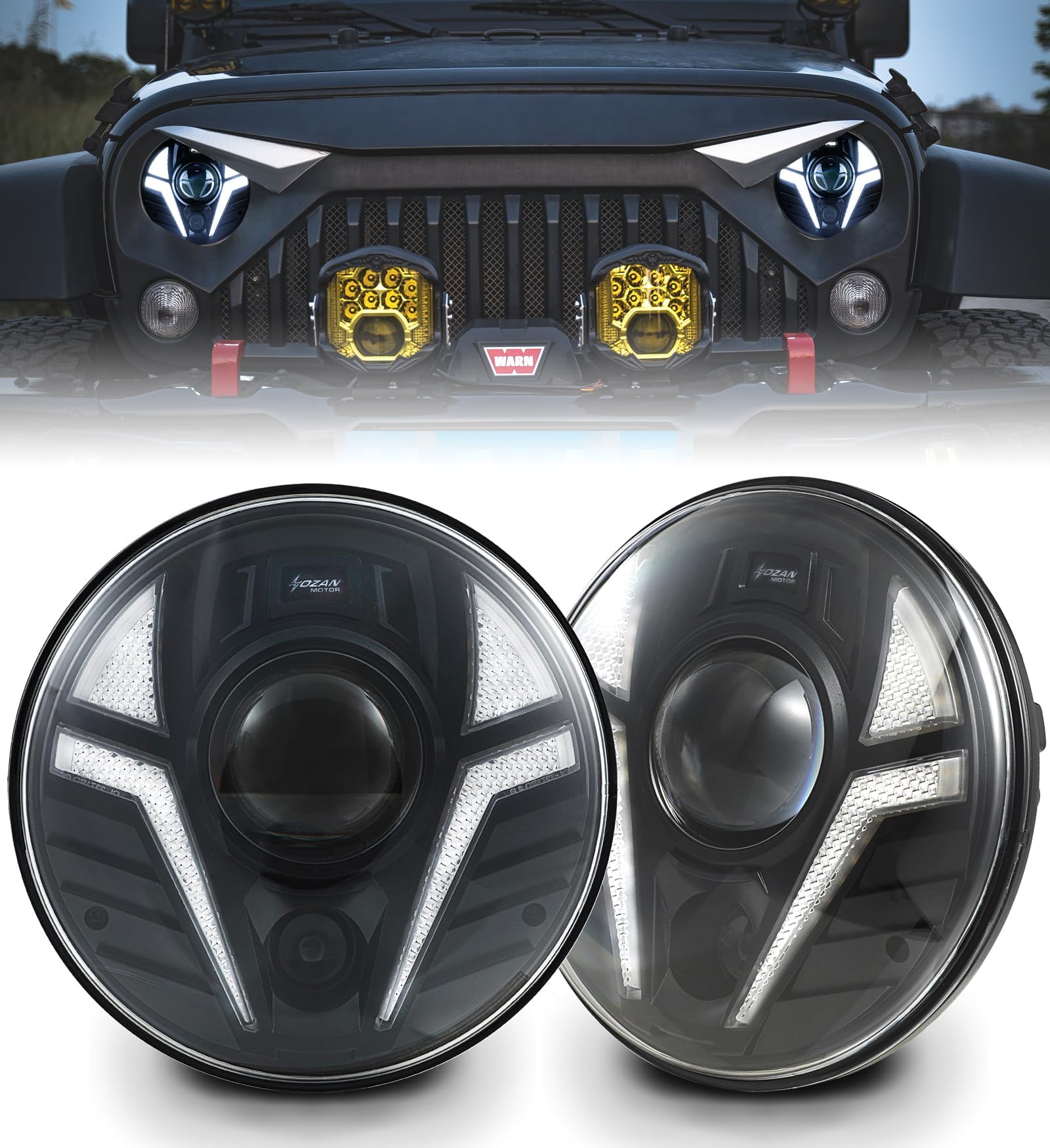 Amazon.com: HENGTUAOTO 7inch Round LED Headlights Laser Light with ...