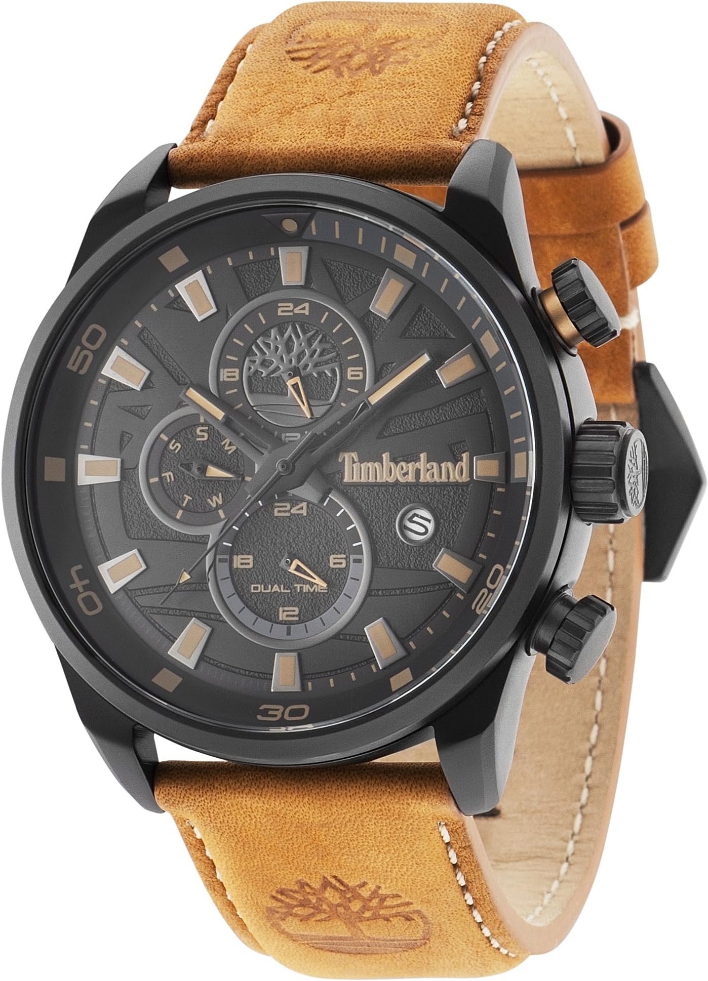 Timberland Men's Quartz Watch with Black Dial Analogue Display and Dark ...