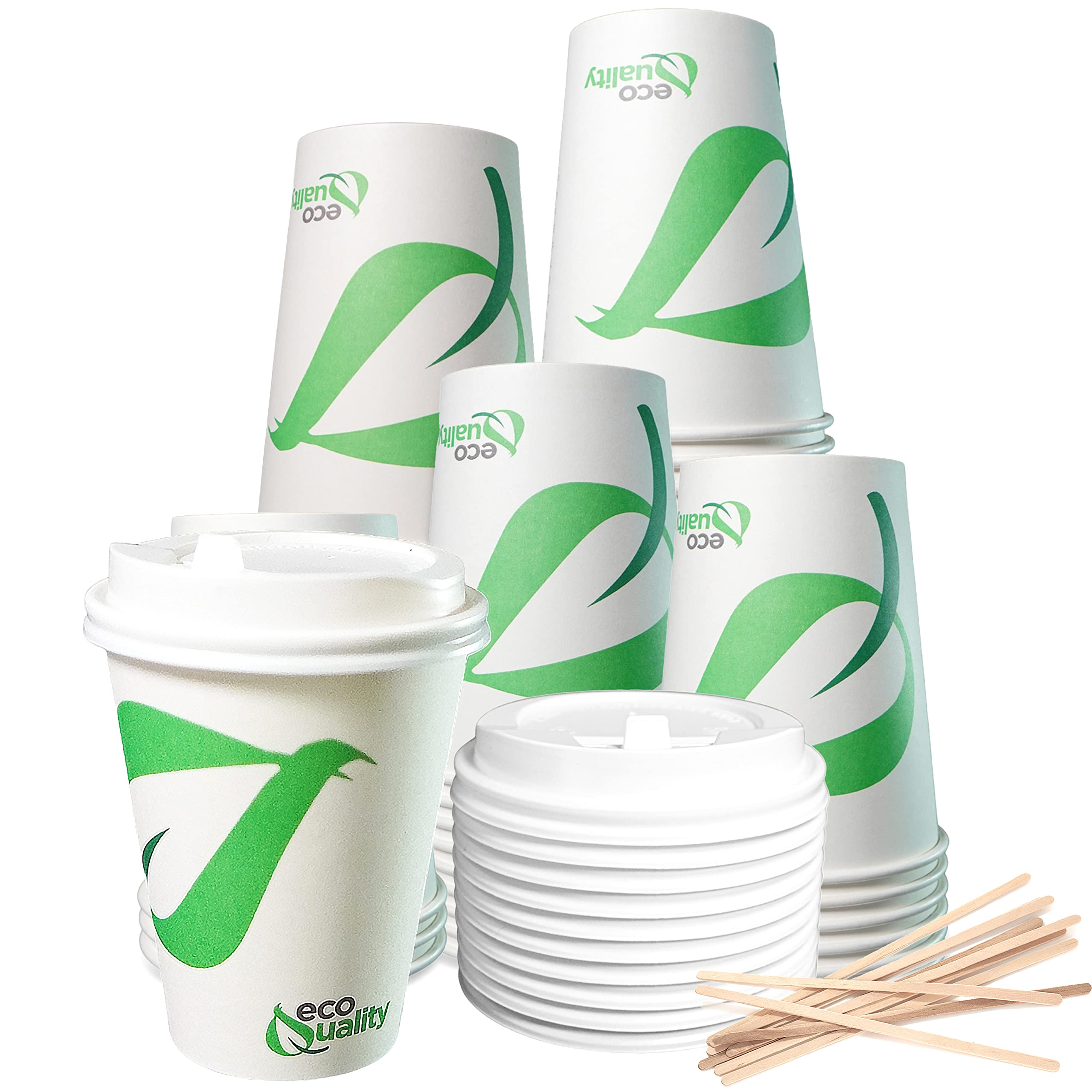Amazon.com: 12 oz Compostable Paper Cups with White Dome Lids and ...