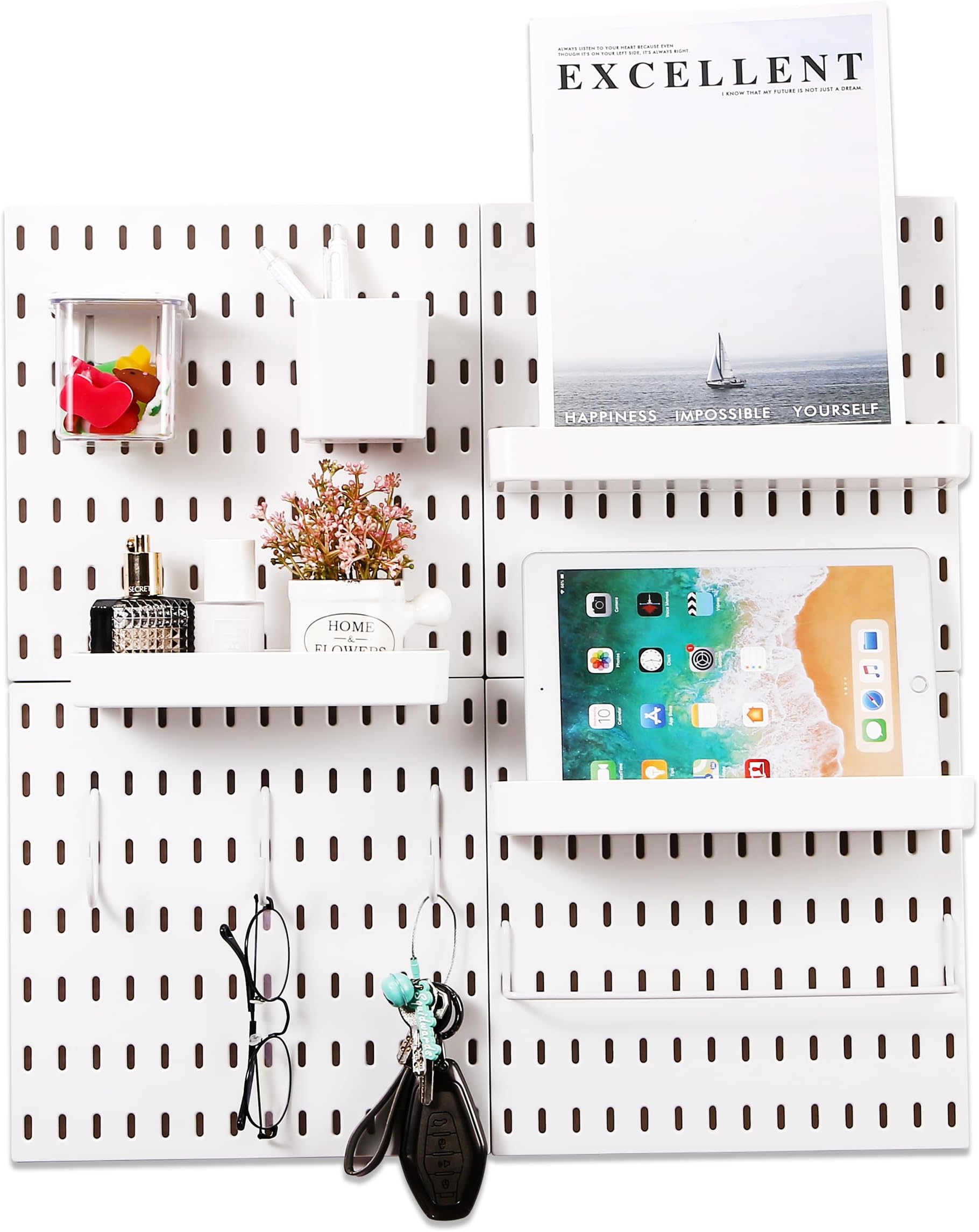 Amazon.com: J3A Collections Peg board Set | Pegboard Wall Organizer, Set of 4 Pegboards with 9 ...