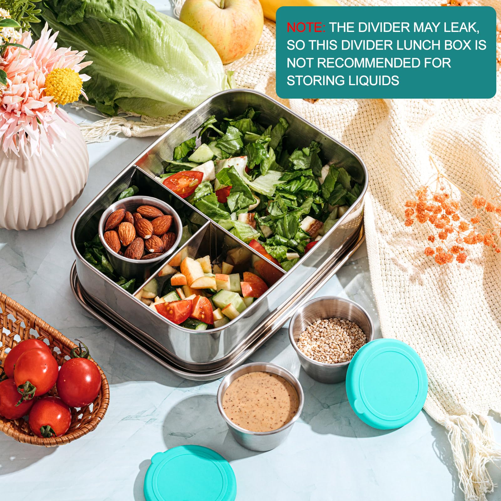 Suttmin 4 Pcs Stainless Steel Bento Box Set, Lunch Containers 3 ...