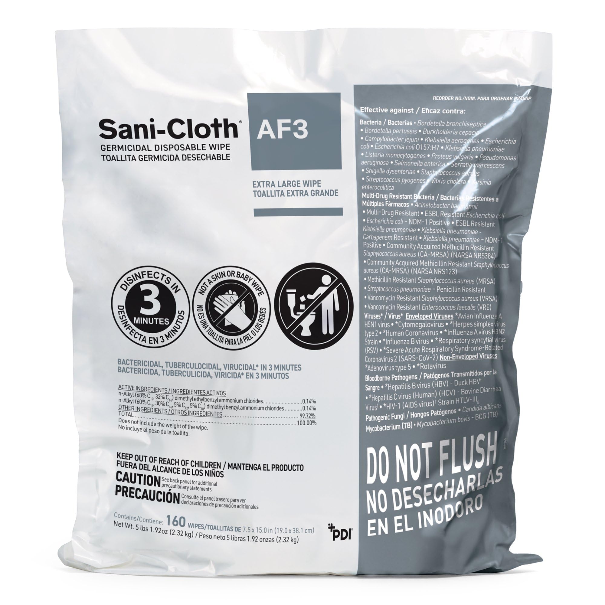 Amazon.com: Sani-Cloth Sani-Cloth AF3 Disinfecting Wipes Refill, 160 ...