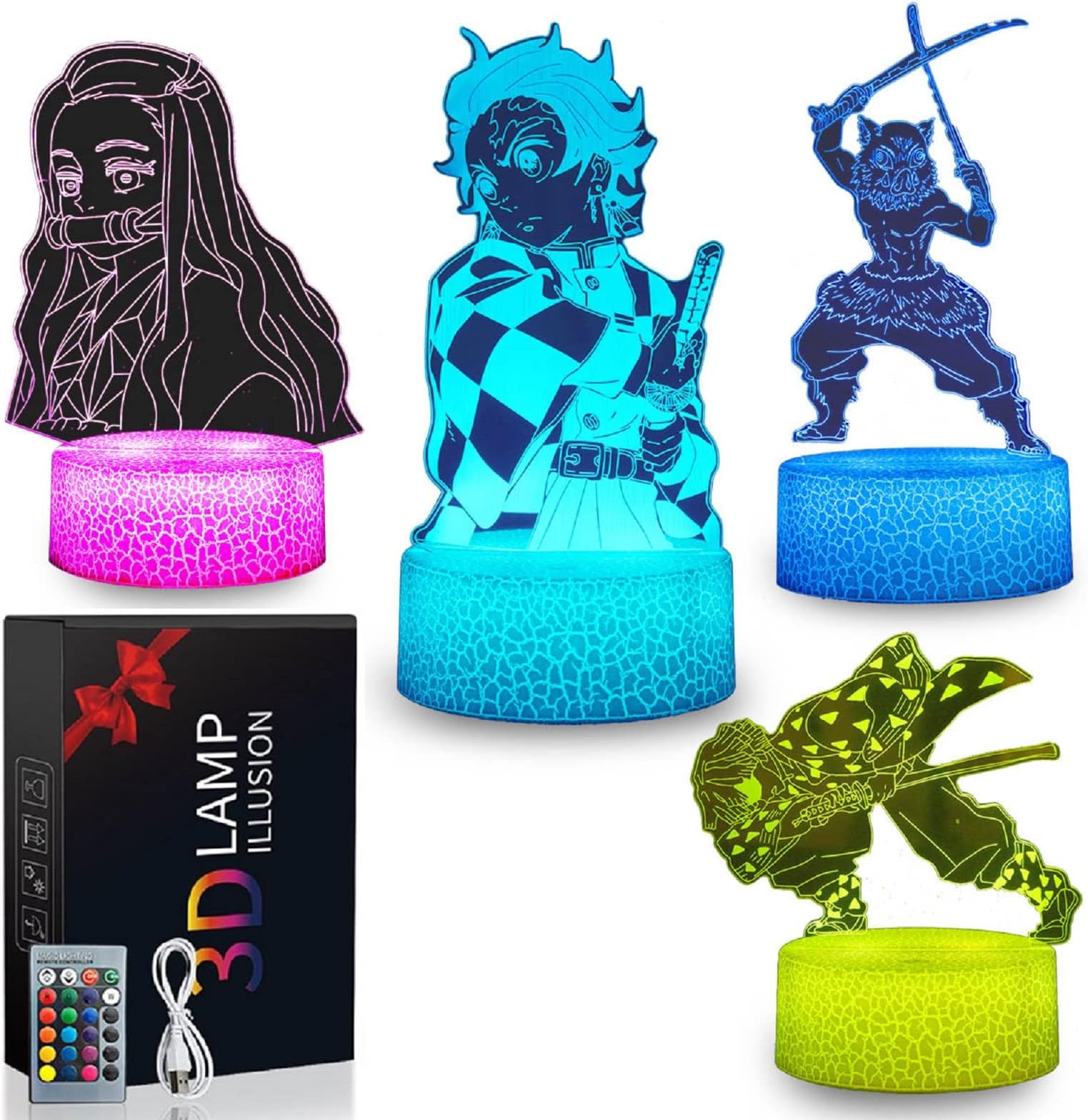 Amazon.com: OMGGMO Anime Demon Merch Gifts，3D Anime Gifts Lamp Decor 4 ...