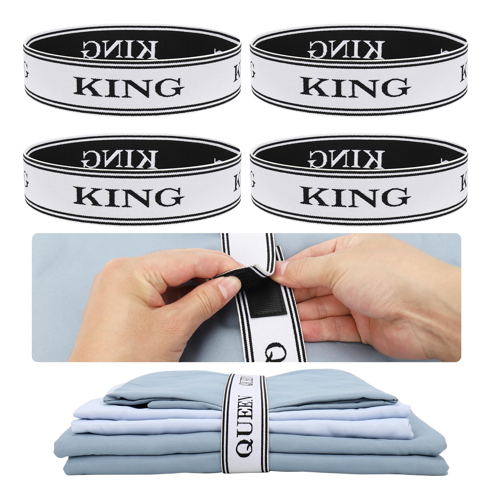 Amazon.com: BROPGOD Bed Sheet Organizer Bands with Velcro-Adjustable ...