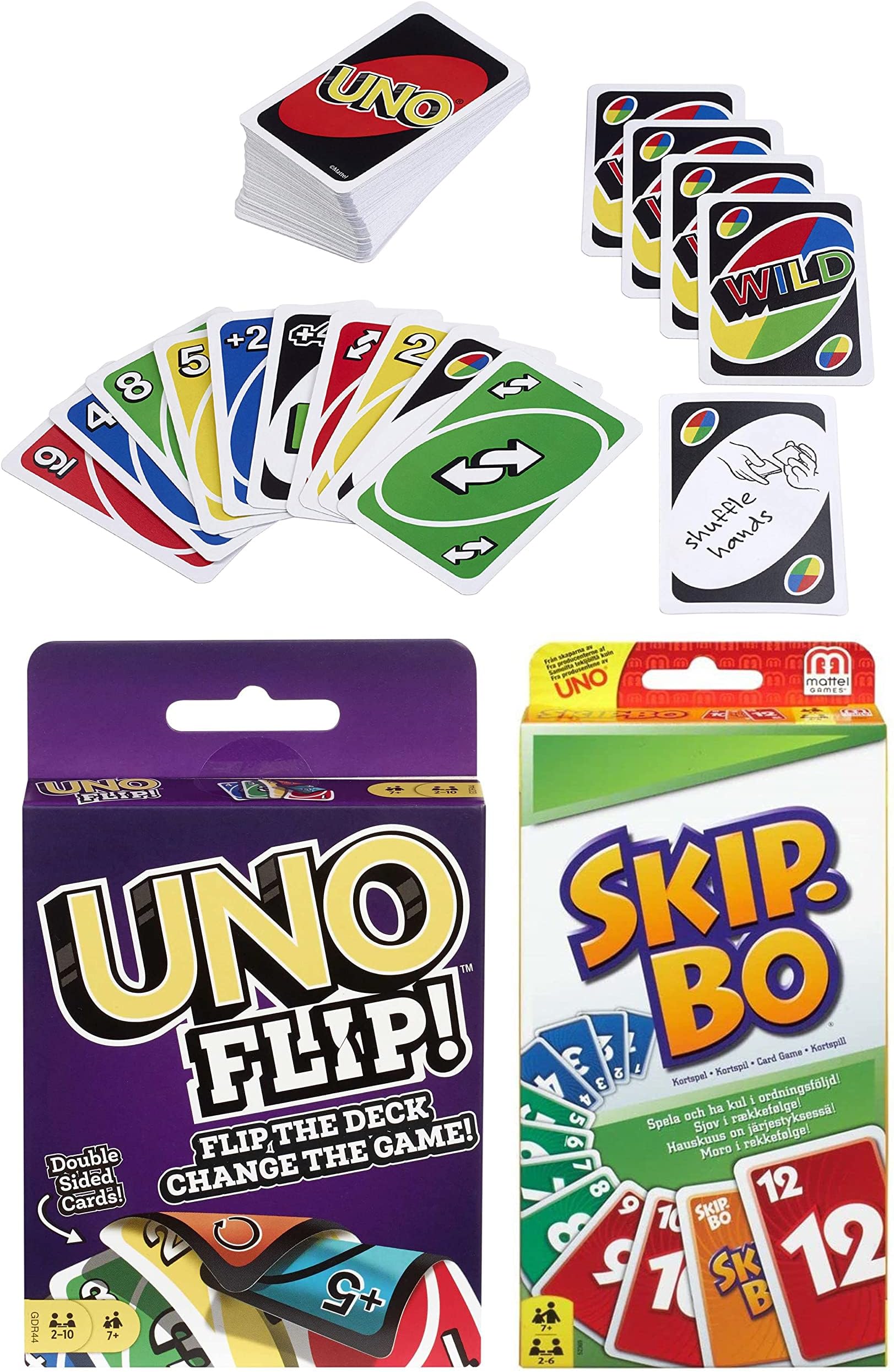 Mattel Uno Flip Side+Uno Playing Card Game+Staupe's Blink The World's ...