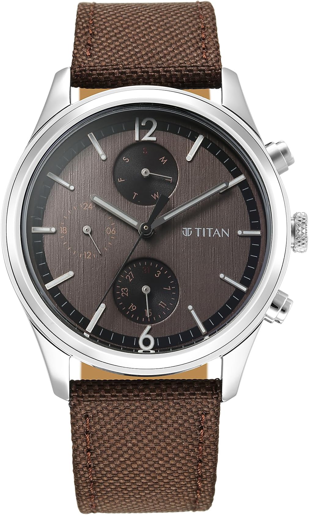Buy Titan Wrist Wit Quartz Analog with Day and Date Brown Dial Leather ...