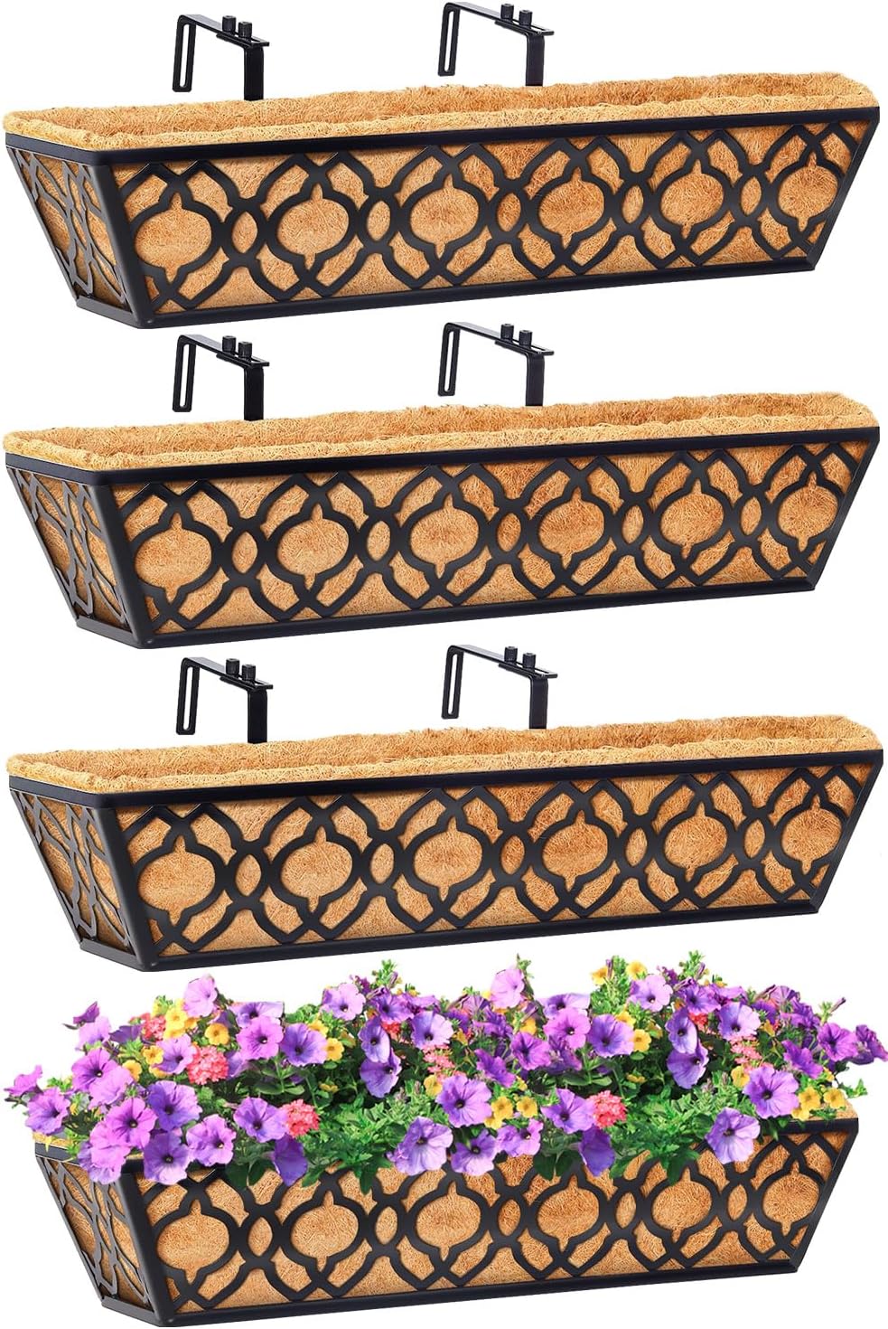 Amazon.com : Geetery 8 Pack Window Railing Planter Deck Black Metal ...