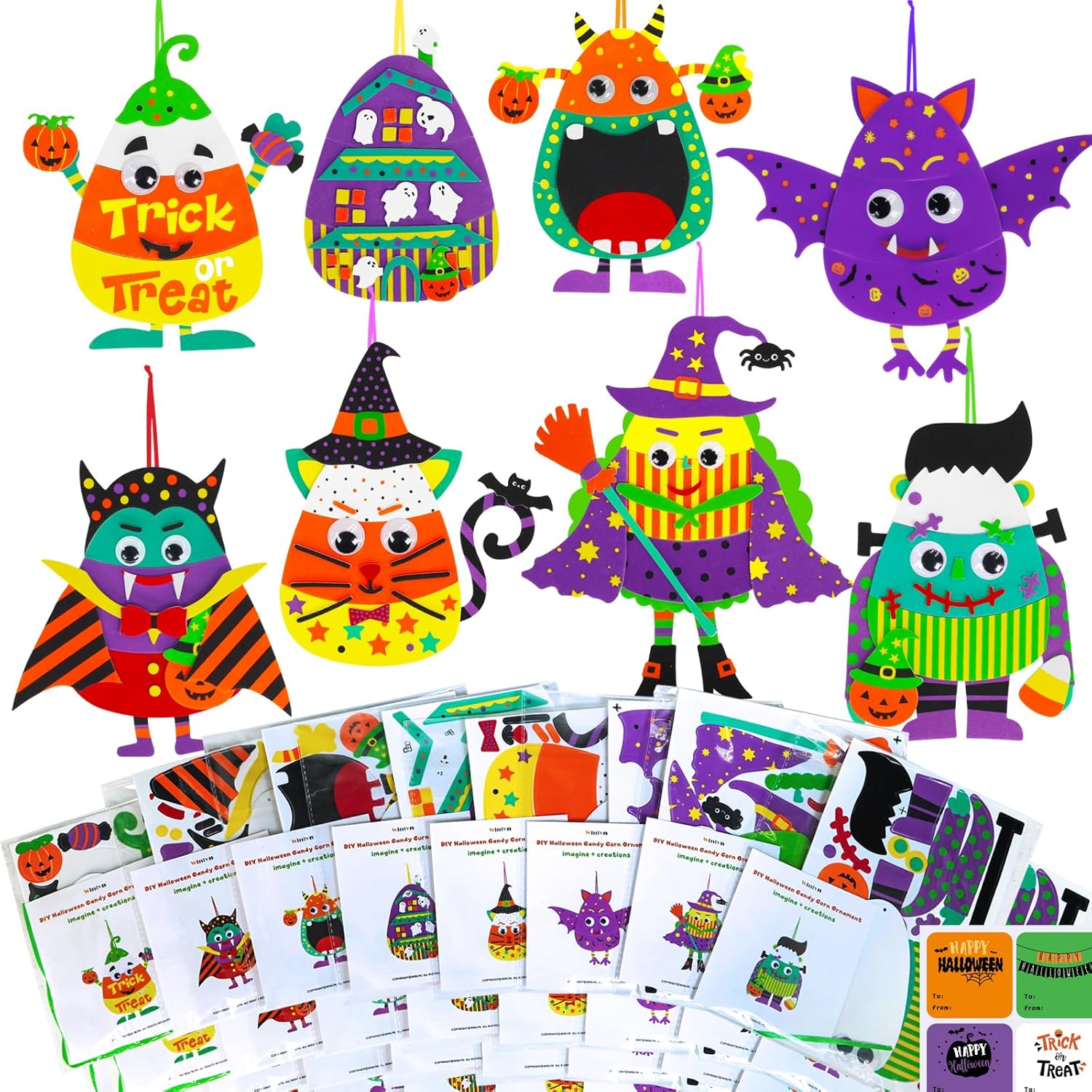 Amazon.com: Winlyn 24 Sets Fall Crafts Kits - DIY Halloween Ornaments ...