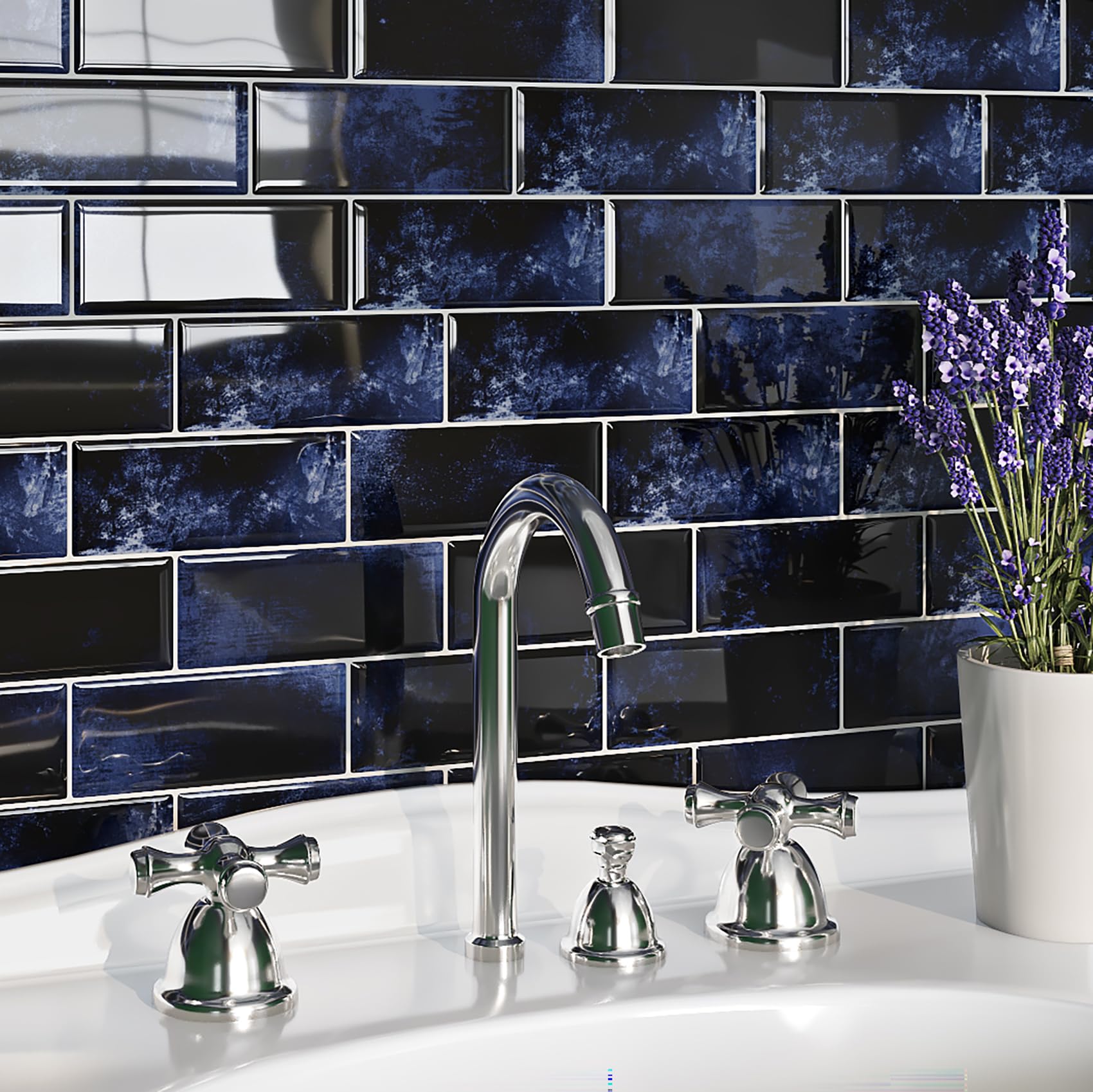 Navy Subway Tile Trending Subway Tile Bathroom Colour Trends For 2024