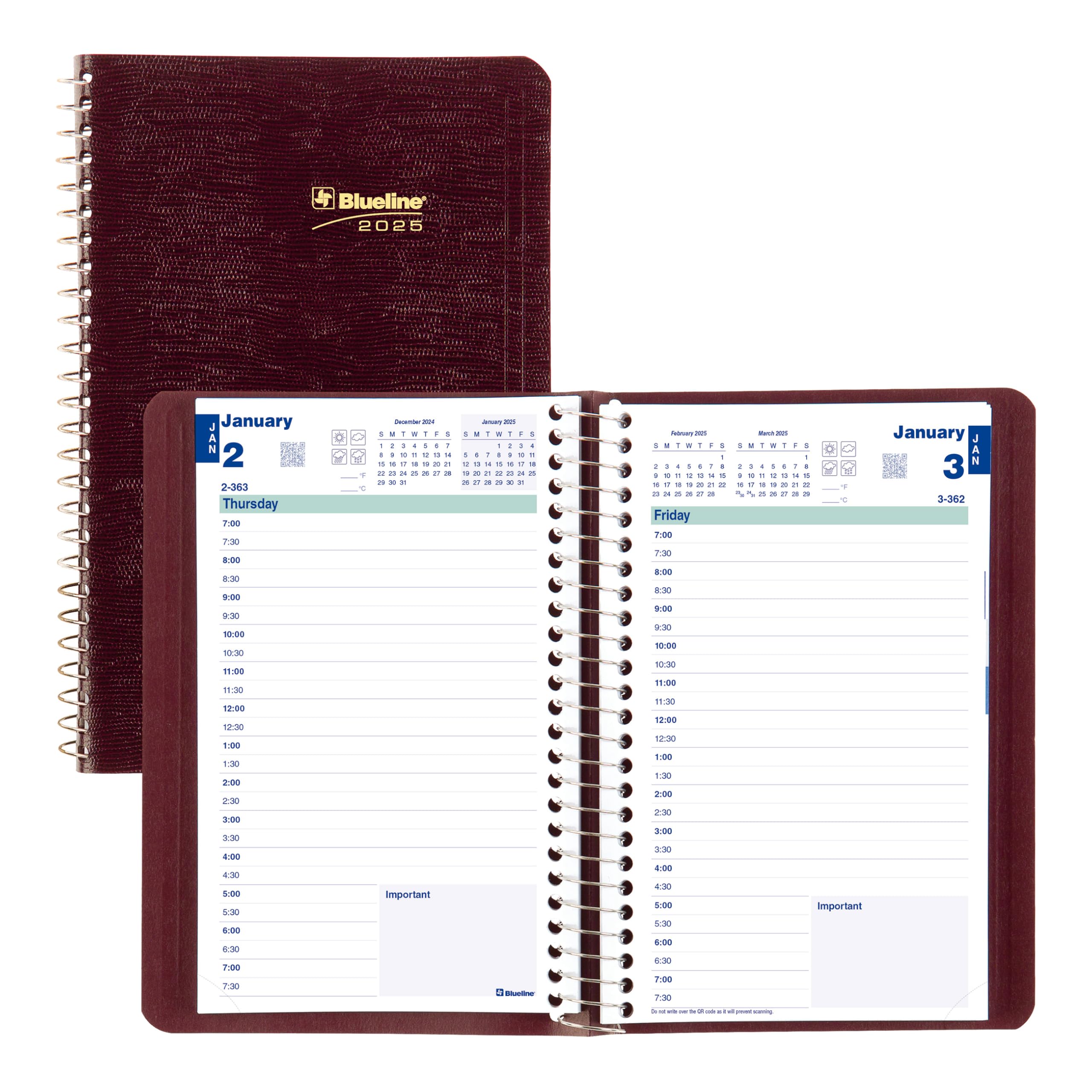 Blueline® 2025 Essential Daily Planner, Appointment Book, 12 Months ...