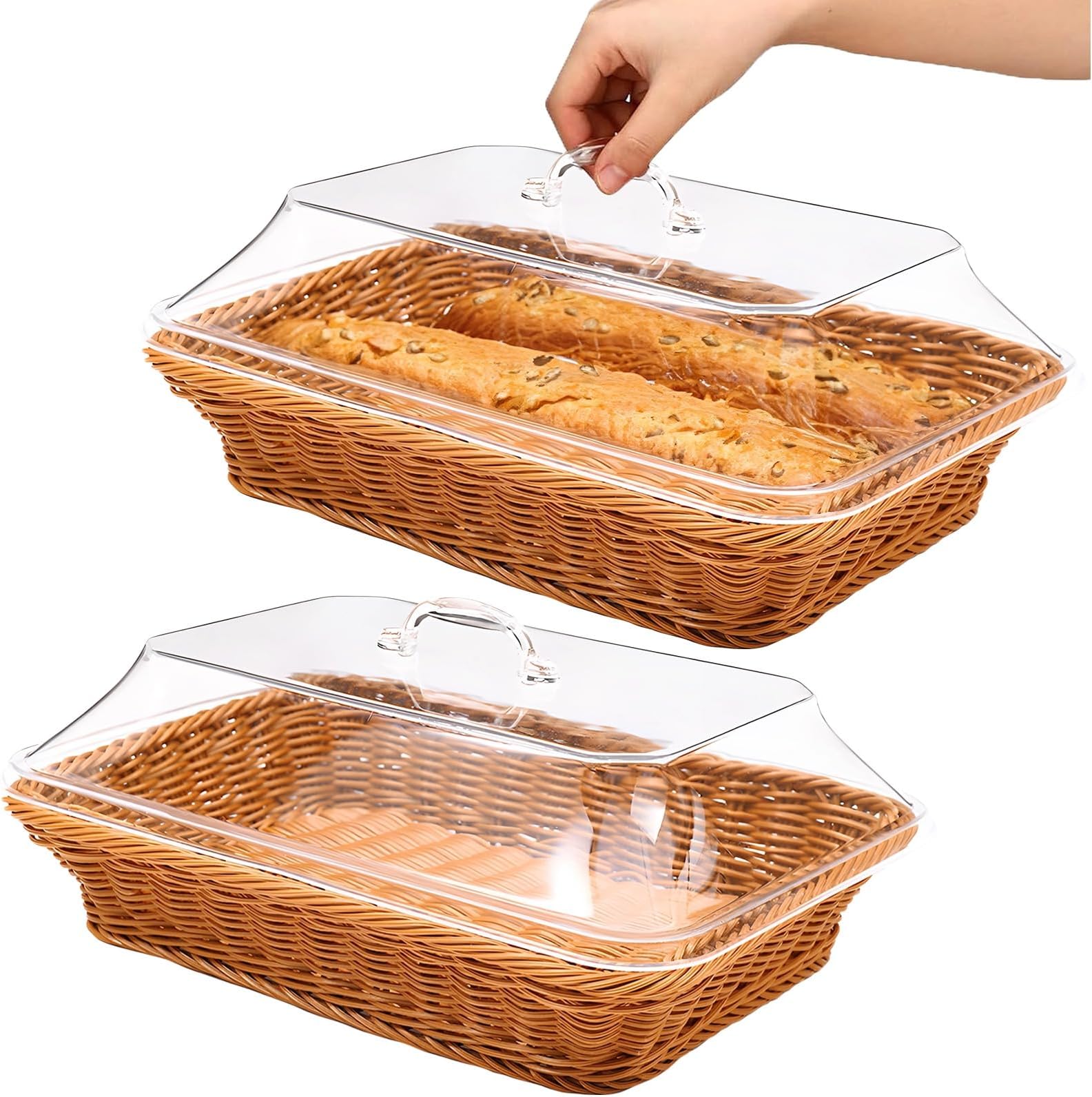 Amazon.com: Rattan Bread Baskets, 2 Pack, Oval Woven Baskets with ...