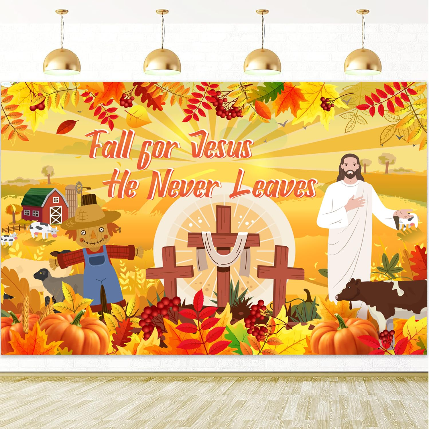 Amazon.com: Fall for Jesus Banner Autumn Thanksgiving Fall for Jesus He ...