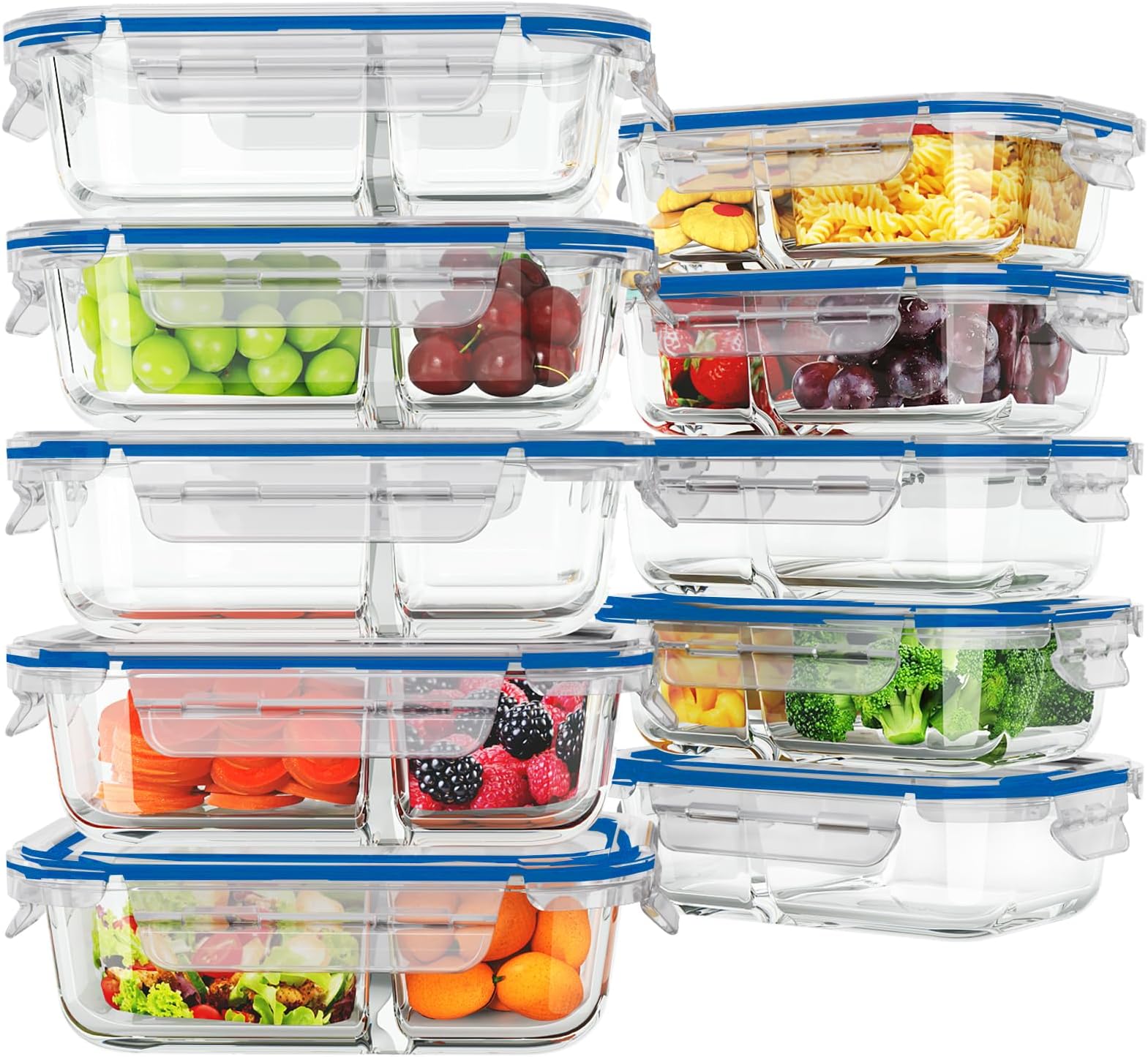 Amazon.com: HOMBERKING 10 Pack Glass Meal Prep Containers, Glass Food ...