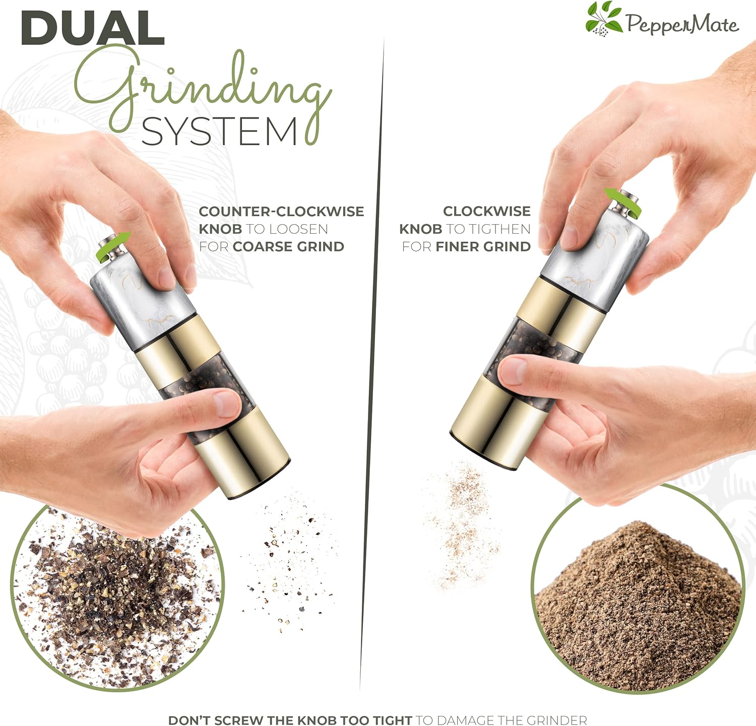 Salt and Pepper Grinder – Easily Refillable Stainless Steel Pepper Mill ...