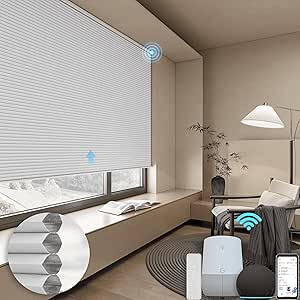 Amazon.com: Uilvffo Motorized Cellular Shades with Remote, Blackout Smart Cellular Shades ...