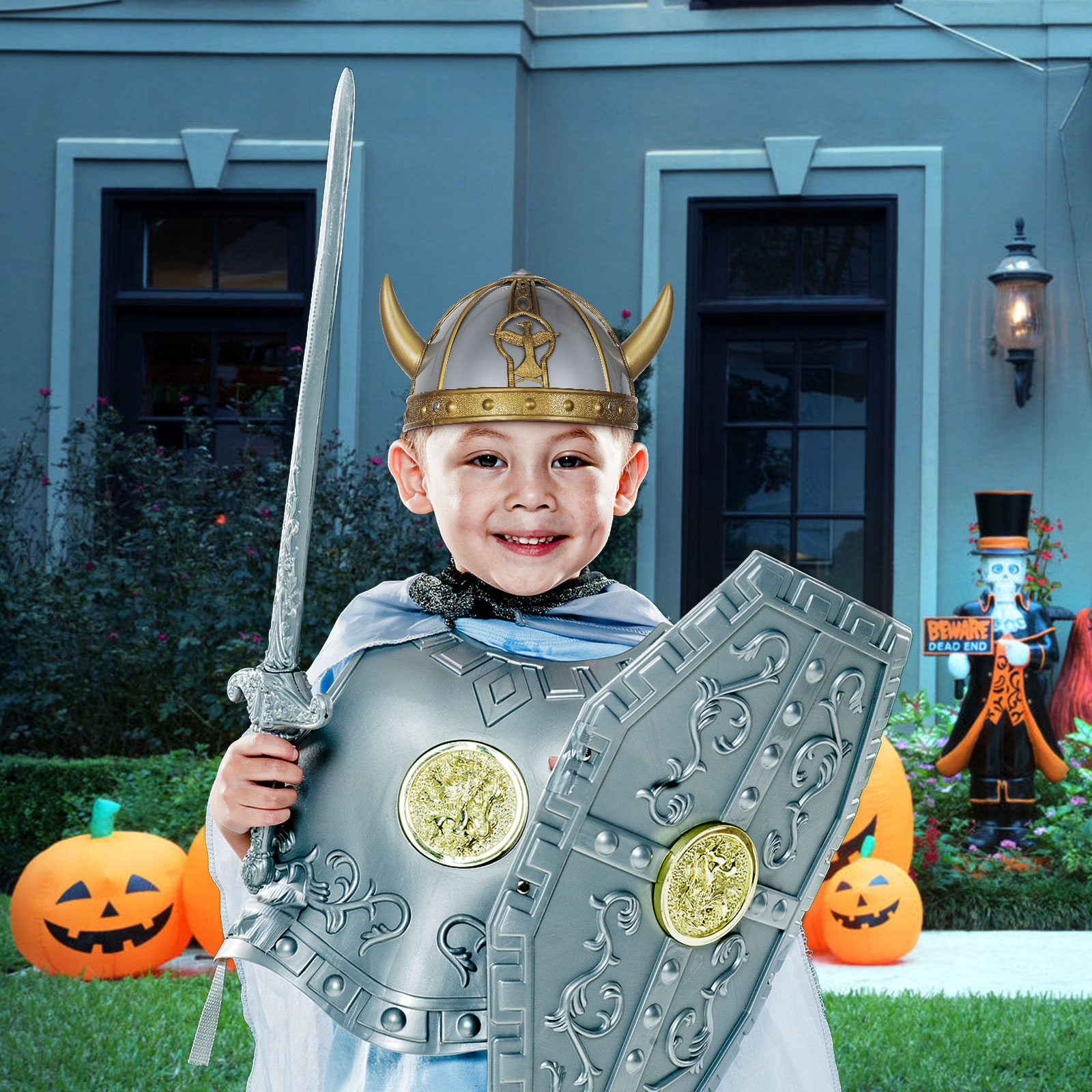 Viking Costume Accessories Viking Horned Helmet With Faux Fur Trim ...