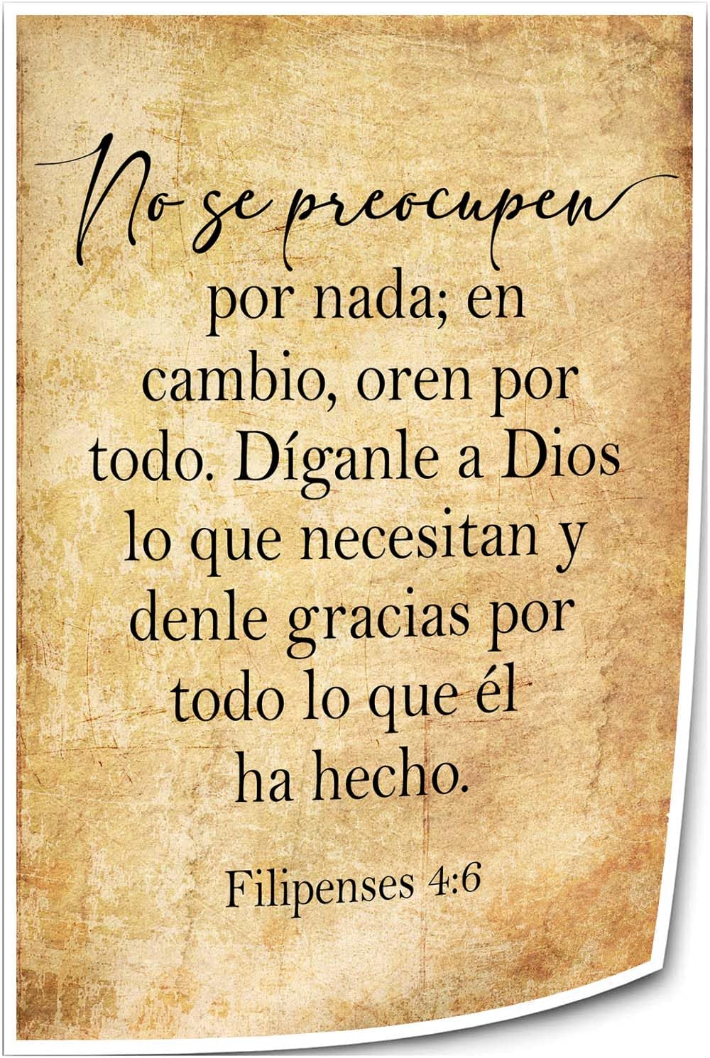 Amazon.com: Liuannx Philippians 4 6 Spanish Bible Verse Wall Art ...