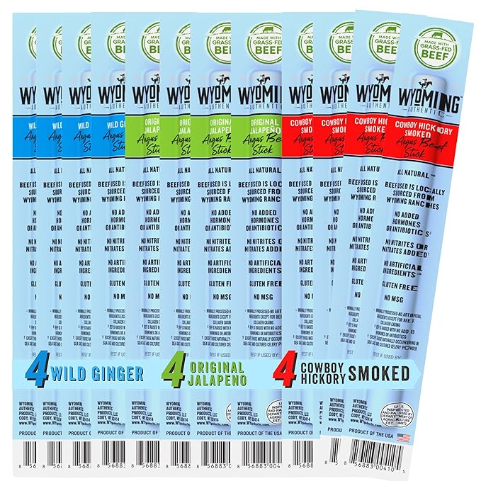 Amazon.com: Wyoming 100% Grass Fed Beef Sticks - 4X Each Flavor ...