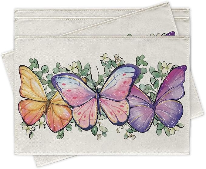 Amazon.com: Croar Spring Summer Colorful Butterfly Placemats Set of 4 ...