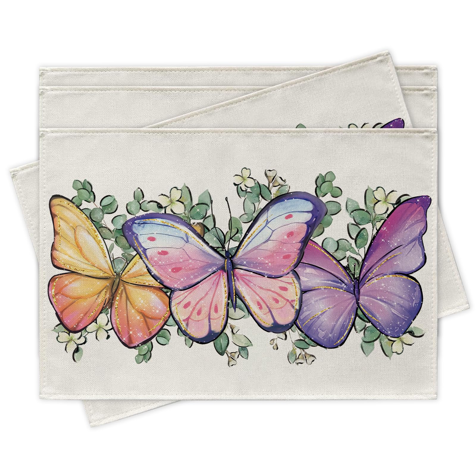 Amazon.com: Croar Spring Summer Colorful Butterfly Placemats Set of 4 ...