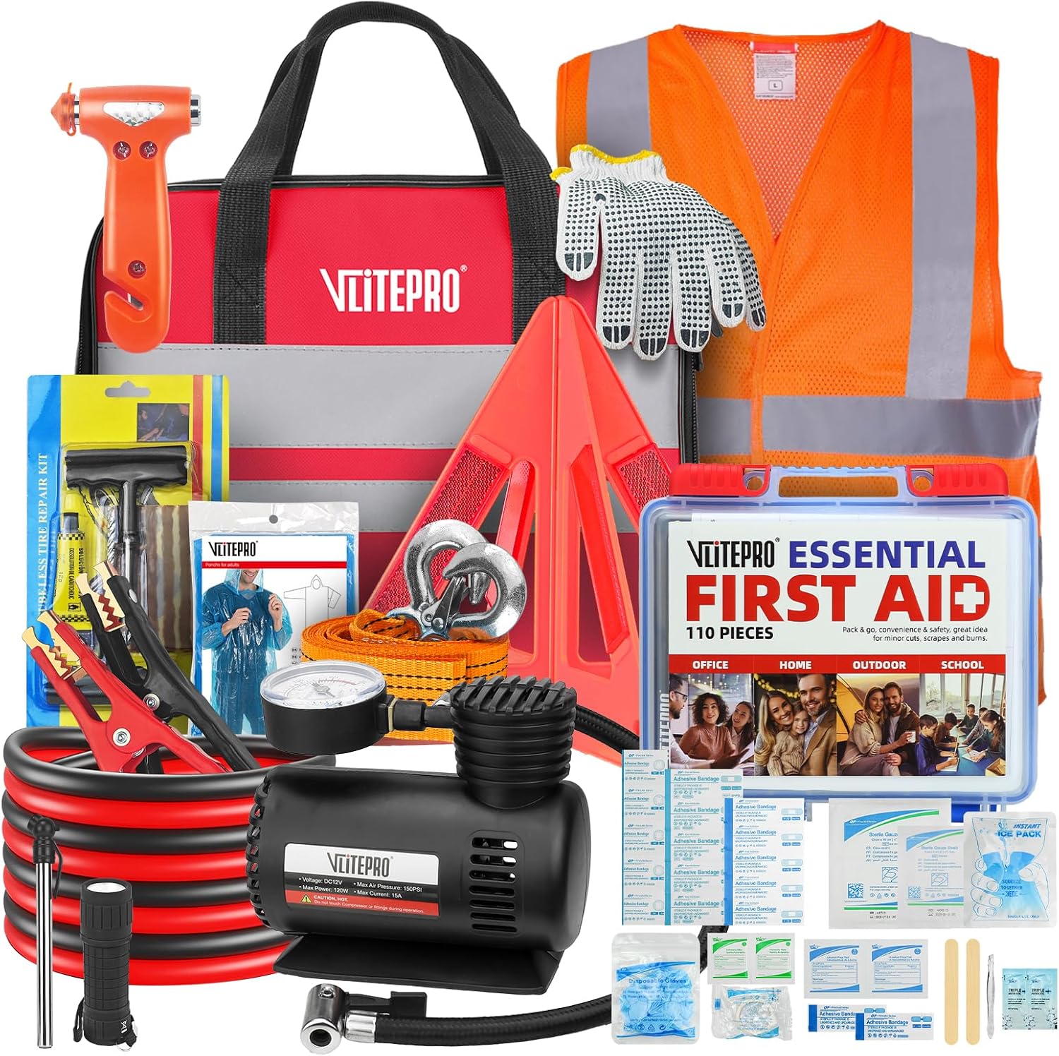 Amazon.com: VLITEPRO Car Emergency Kit,Roadside Emergency Car Kit for ...