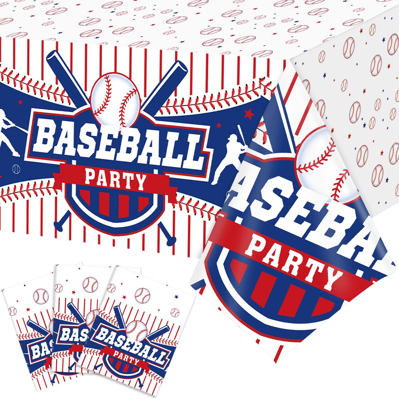Amazon.com: Newwiee 3 Pcs Baseball Tablecloth Baseball Party Table ...