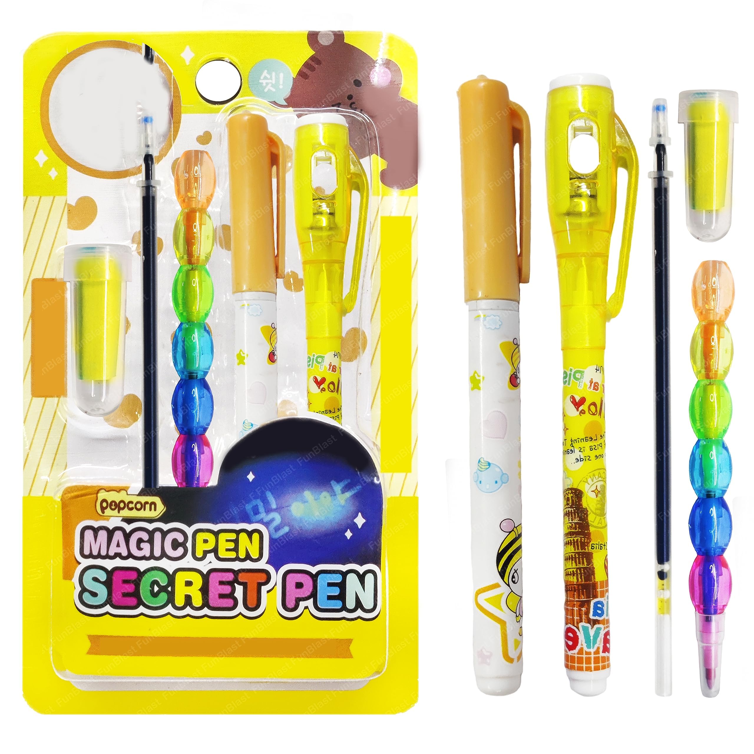 FunBlast Invisible Pen for Kids – Magic Pens Set for Kids, UV Pen with ...