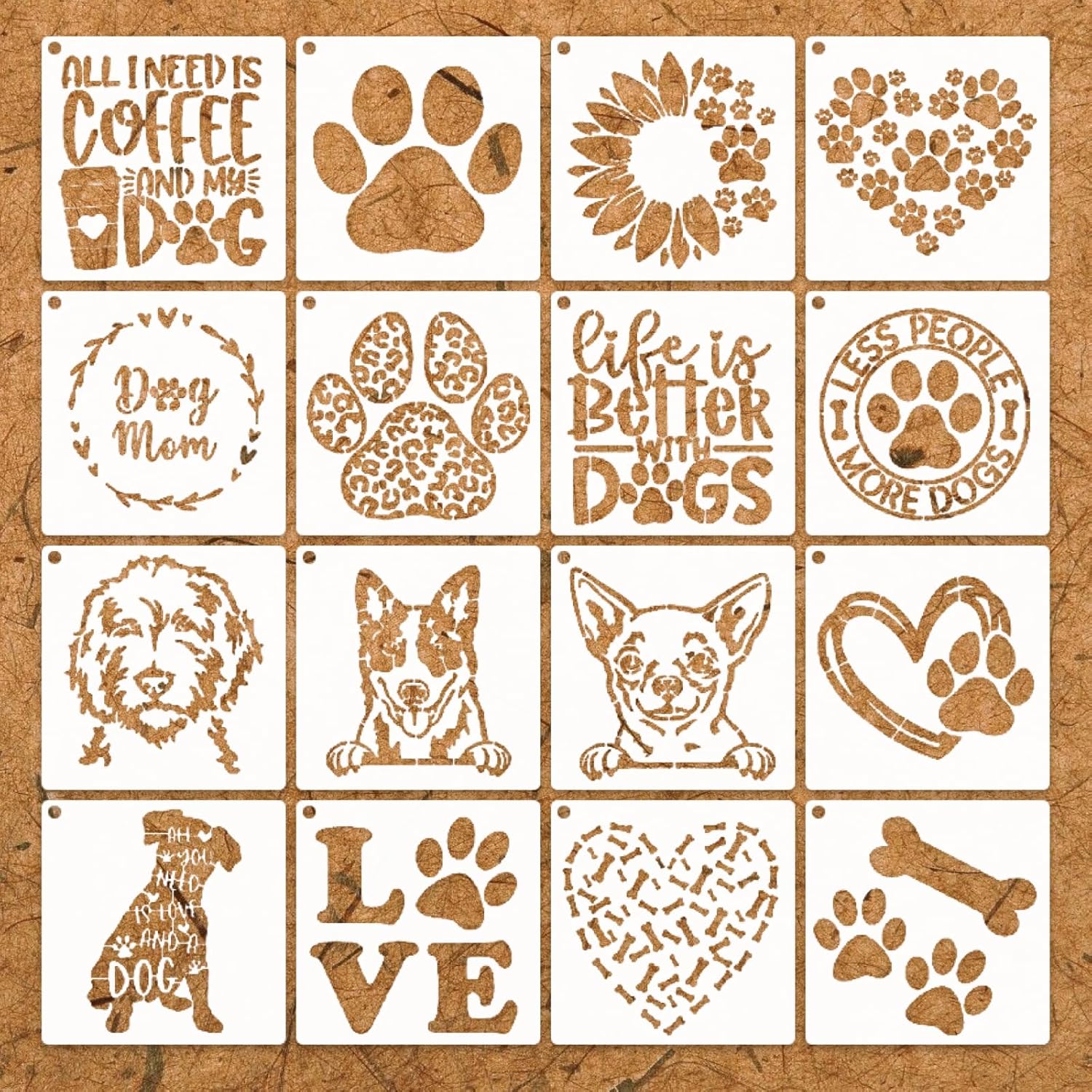Amazon.com : 16Pcs Dog Stencils Painting Templates DIY: Dog Paw Print ...