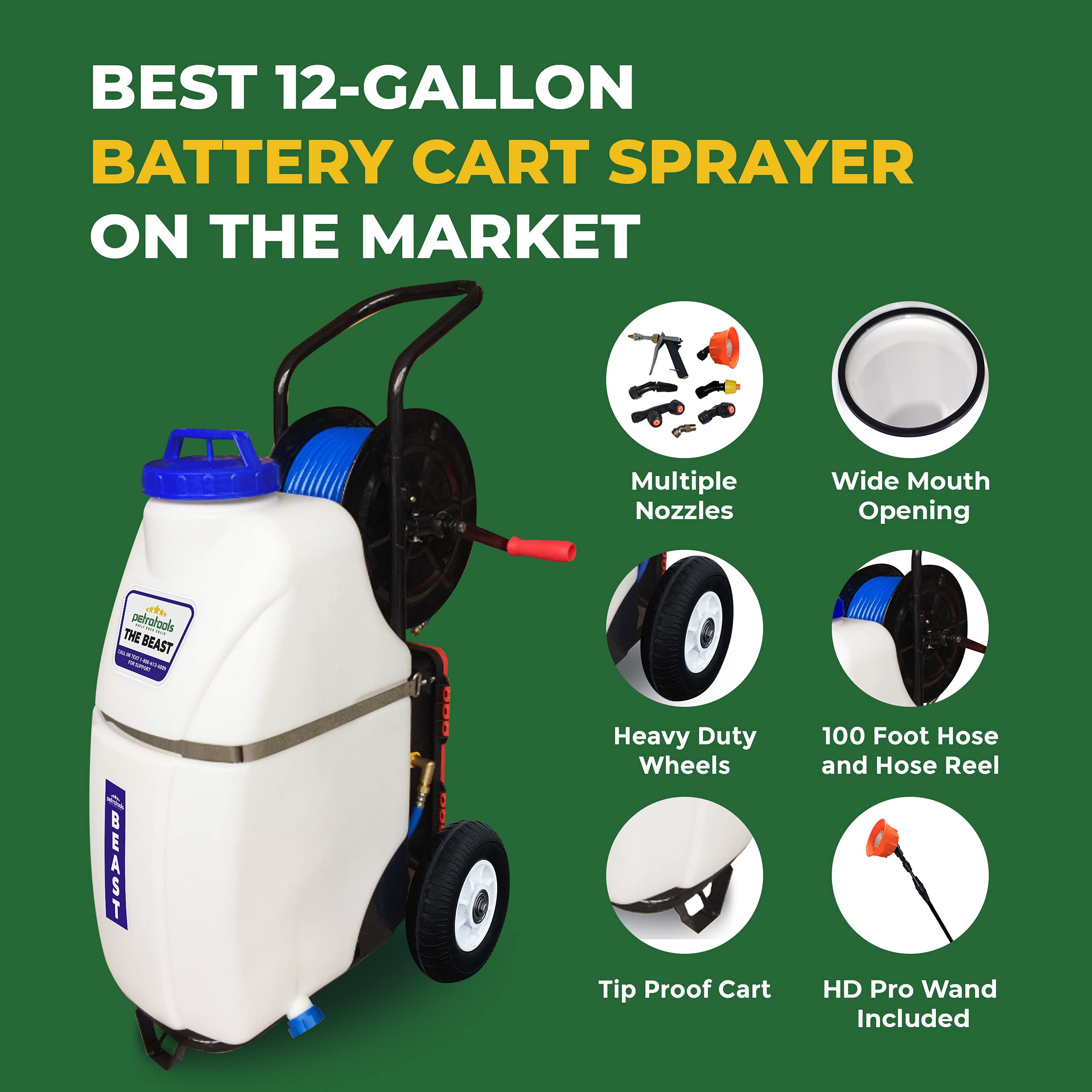 Snapklik.com : Tools Battery Powered 12 Gallon Cart Sprayer - Beast ...