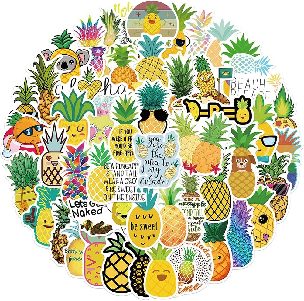 Amazon.com: Pineapple Stickers |50 Pcs Pineapple Waterproof Vinyl ...