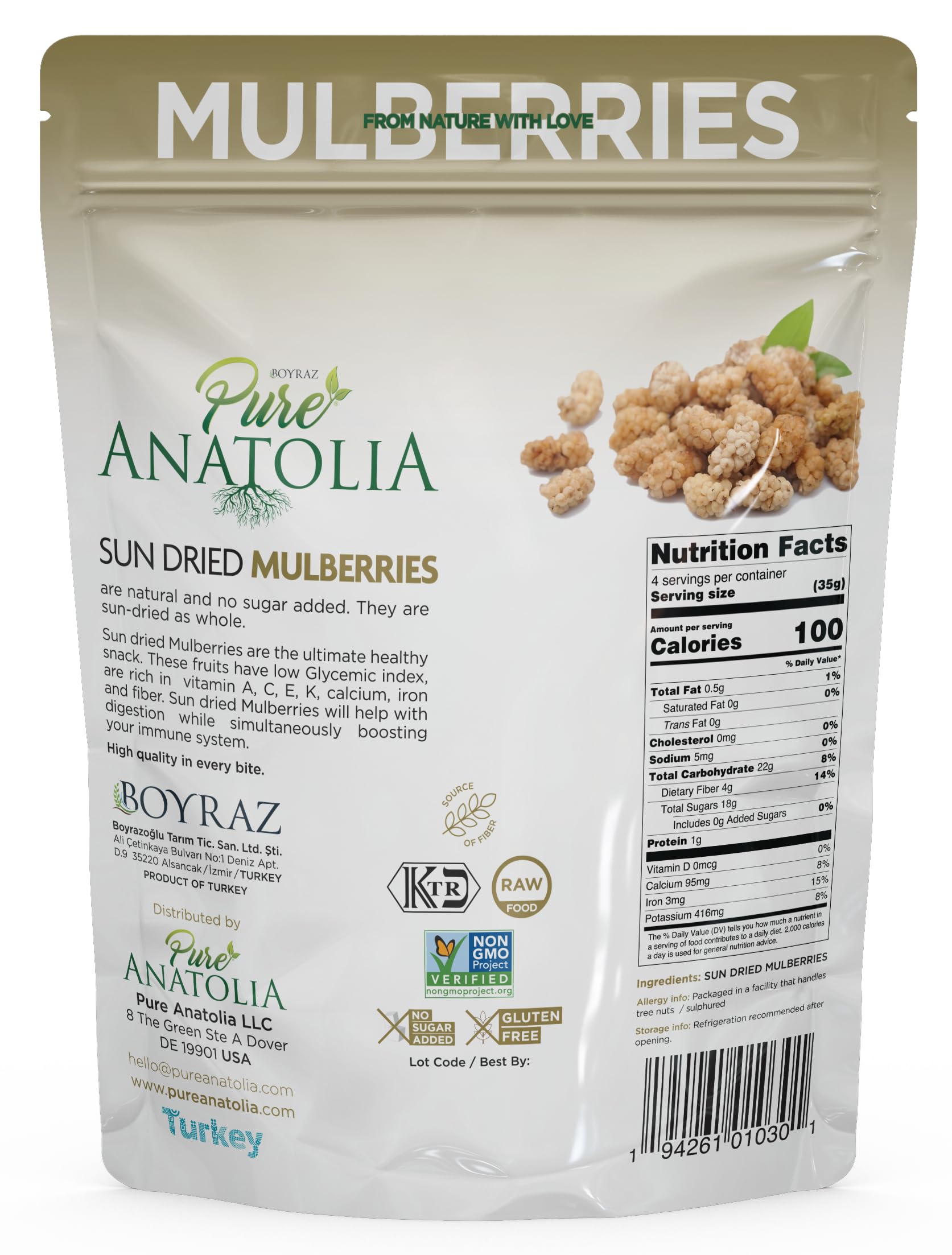 Snapklik.com : 100% Sun Dried White Mulberries By Pure Anatolia, Non ...