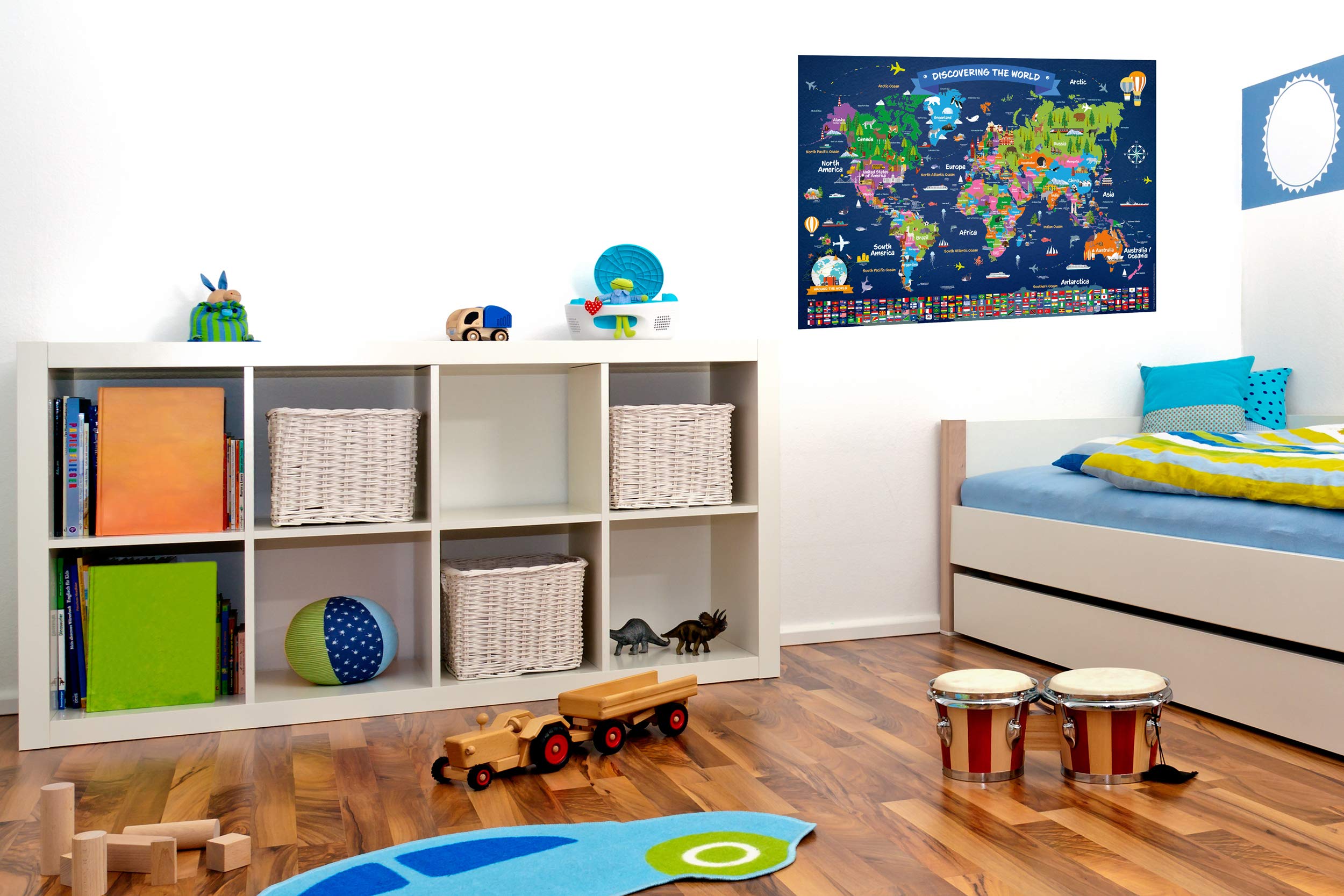 World Map Poster for Children | Large Illustrated Wall Map Poster for ...