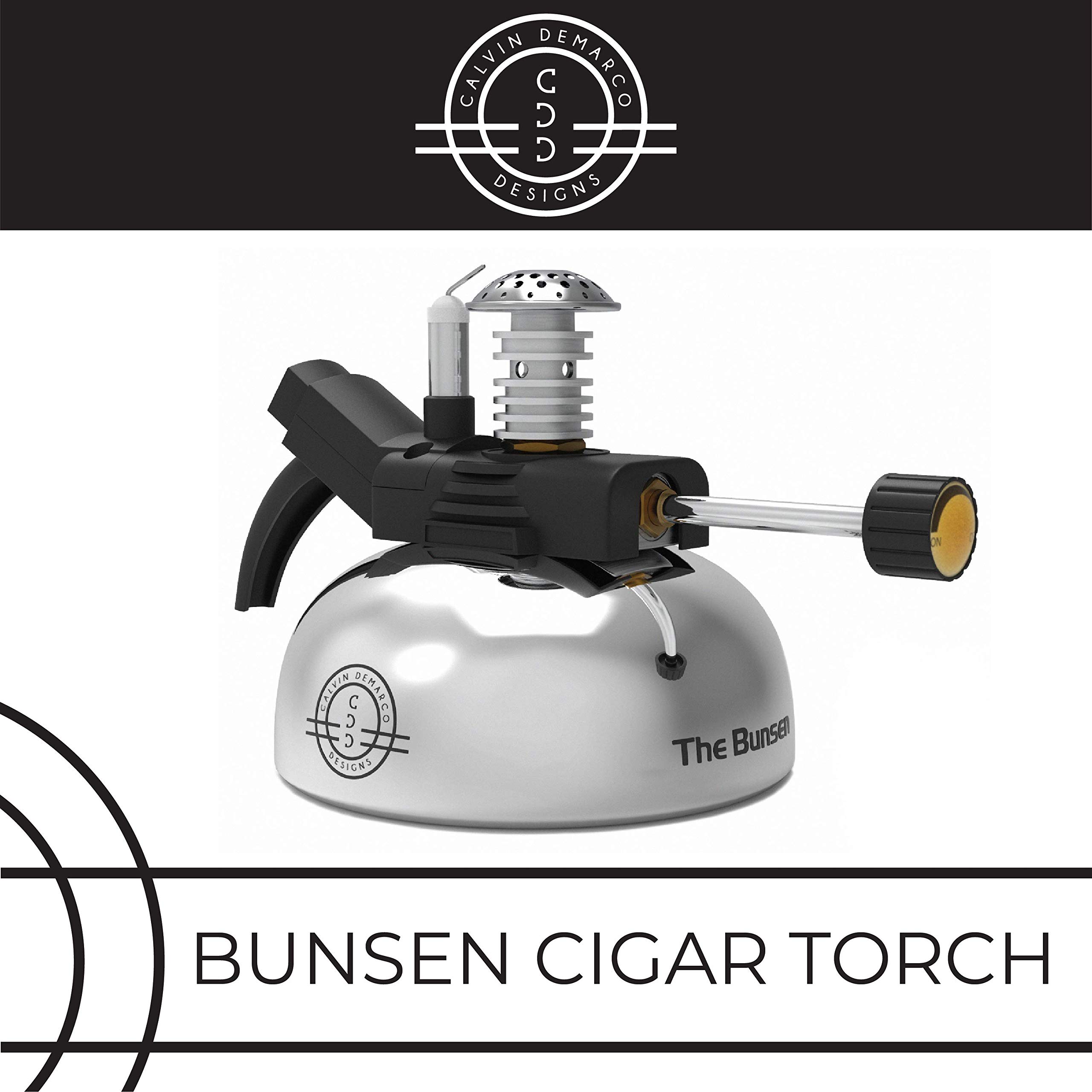Cigar Table Top Lighter Bunsen Torch with Large Capacity Butane Fuel ...