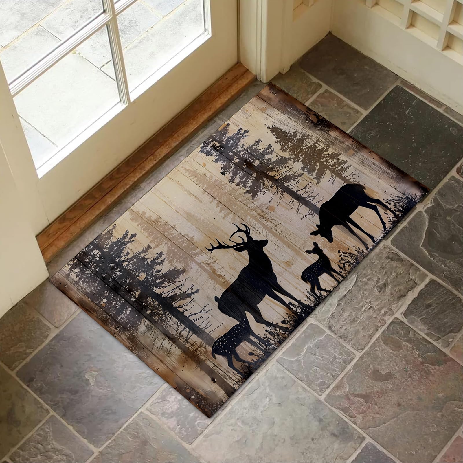 Amazon.com: VANZEV Rustic Woodland Deer Indoor Door Mat for Entryway ...