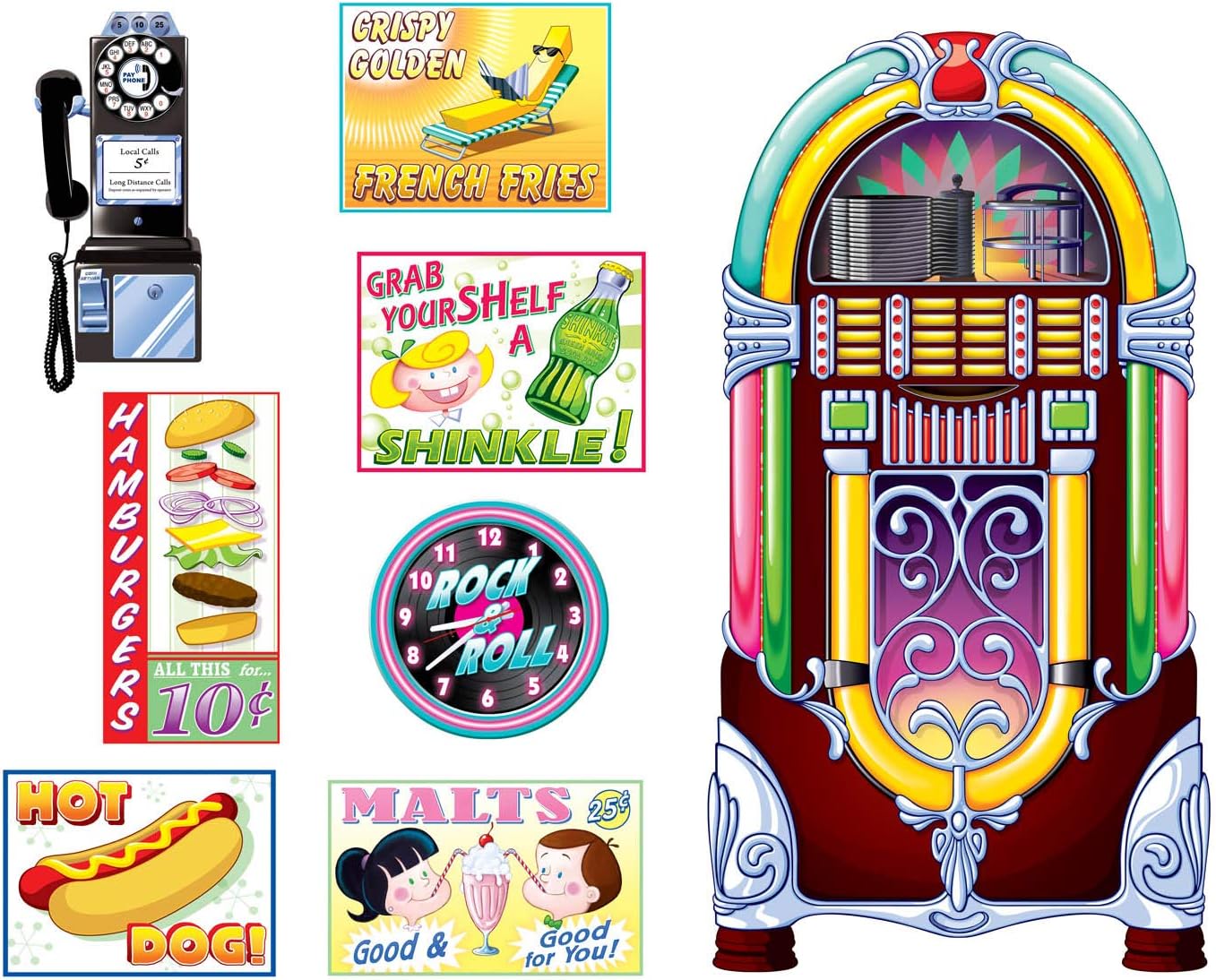 Amazon.com: Soda Shop Signs & Jukebox Props Party Accessory (1 count ...