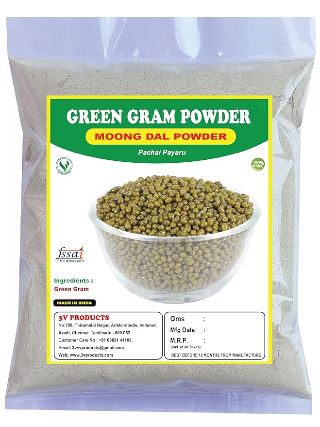 3V PRODUCTS Green Gram Powder 100g | Moong Dal | Sabut Moong | Pachai ...