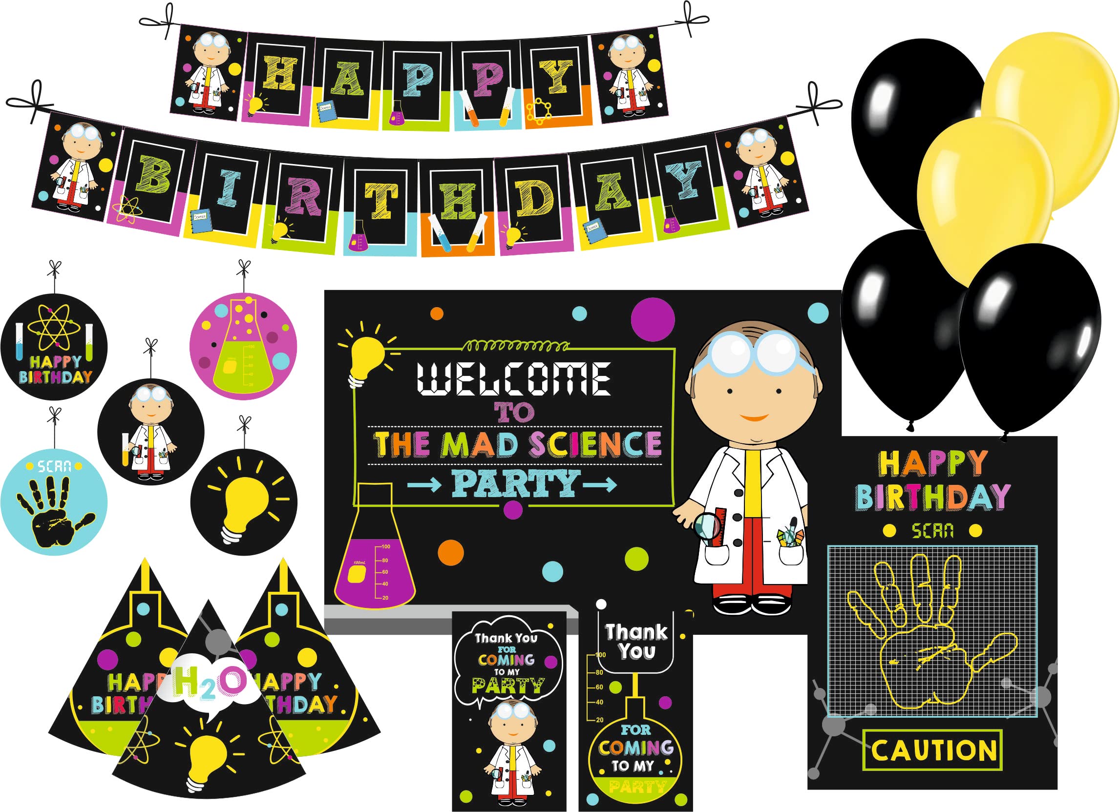PRETTY UR PARTY Mad Scientist Party Decorations Kit-80 Pcs Includes ...