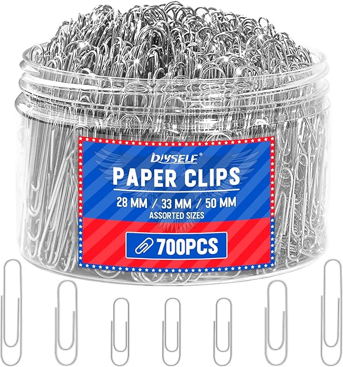 Amazon.com : DIYSELF 700PCS Paper Clips Assorted Sizes, Silver Jumbo ...