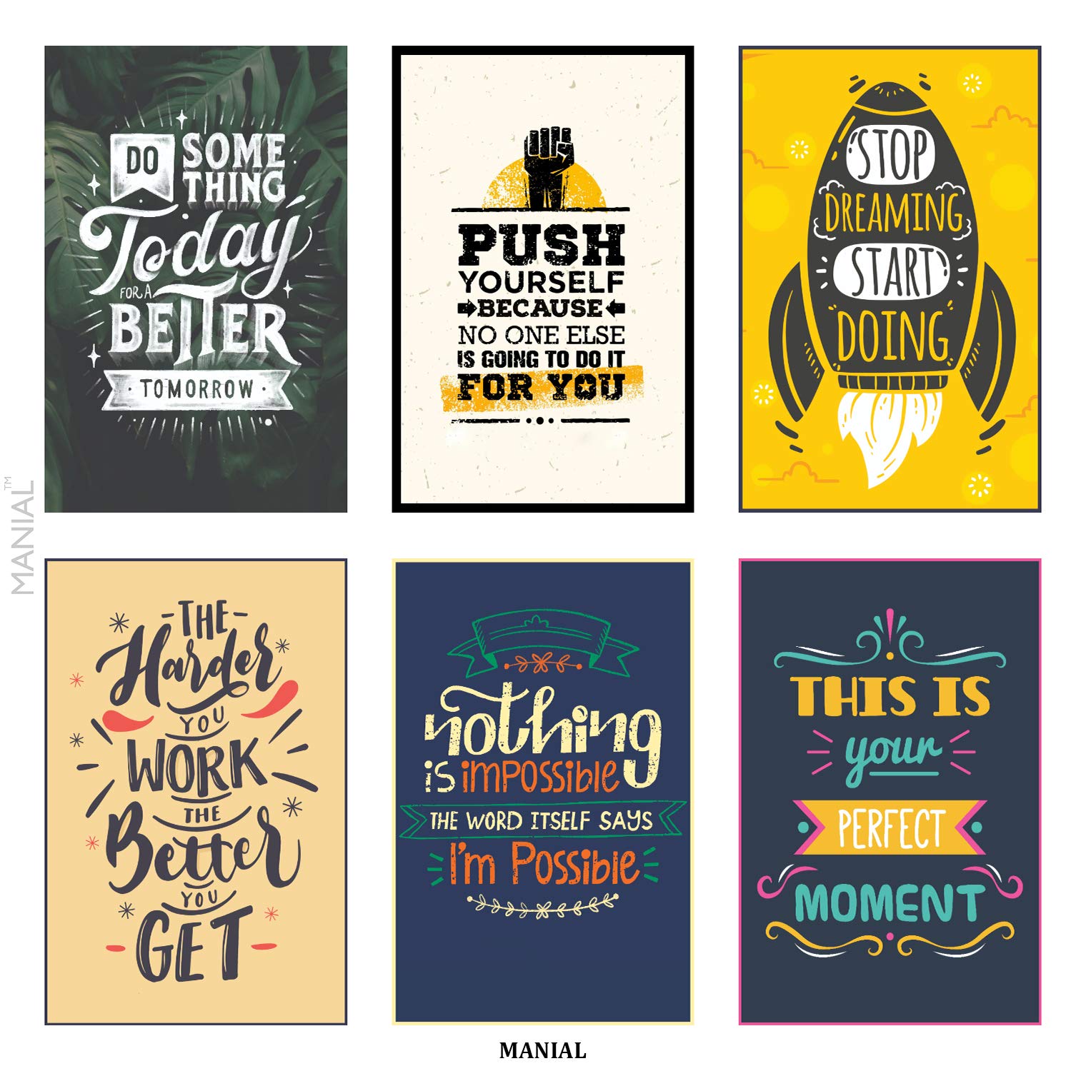 Buy MANIAL Set of 6 Motivational Wall Posters and Inspirational Quotes ...