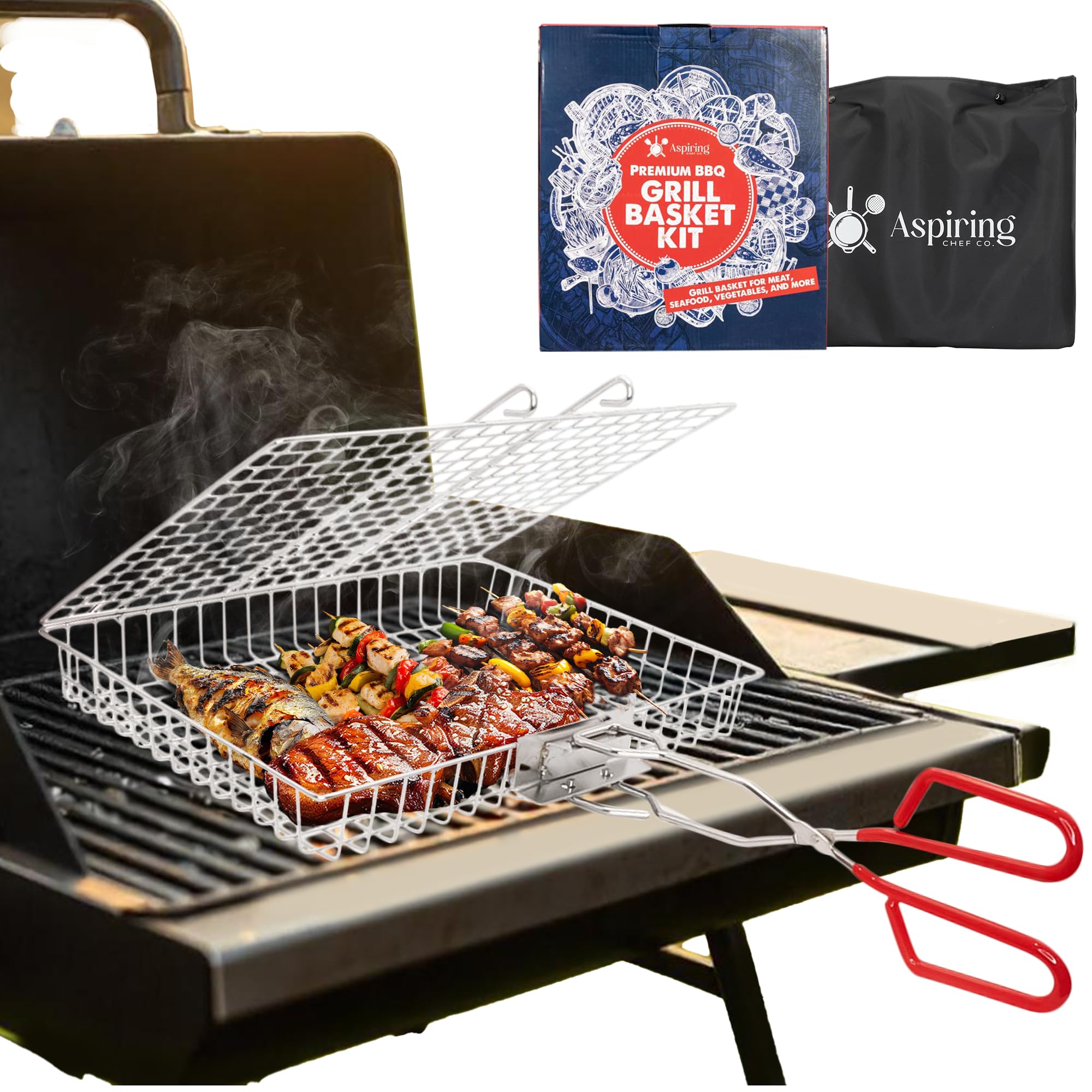 Amazon.com: Aspiring Chef Co. Grill Basket - Large Stainless Steel ...