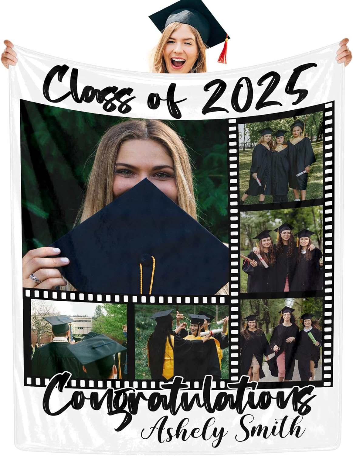 Amazon.com: YESCUSTOM Custom Graduate Blanket with Photo Collage ...