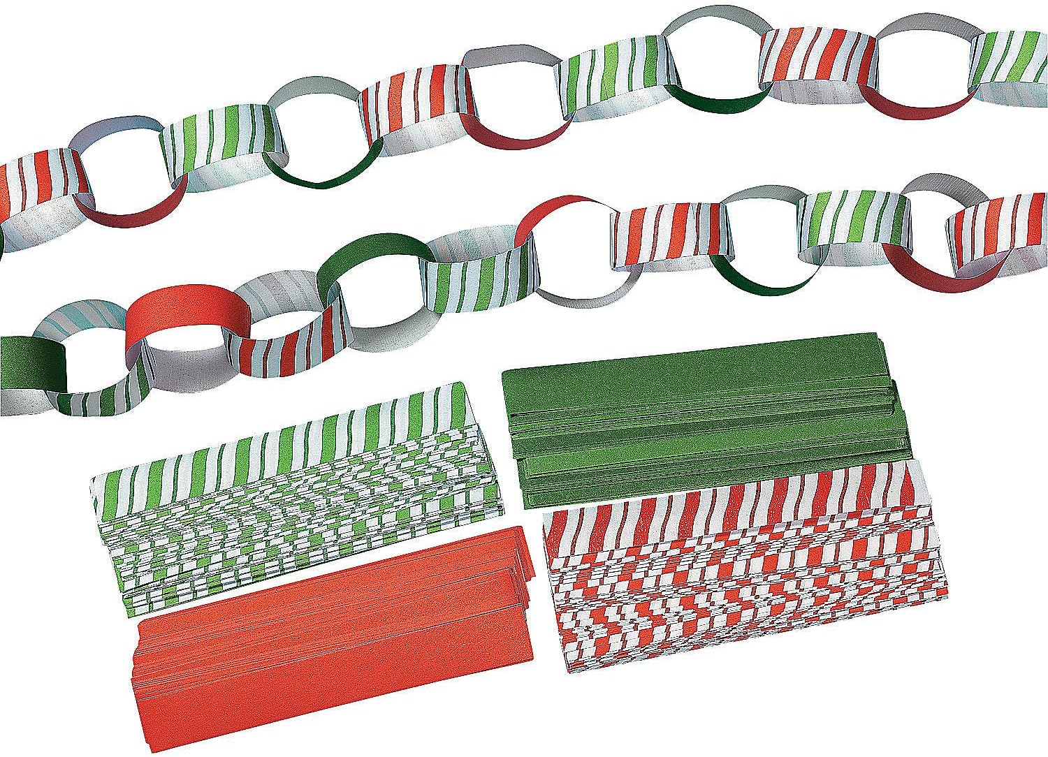 Amazon.com: Red and Green Candy Striped Paper Chains - Bulk Set of 500 ...
